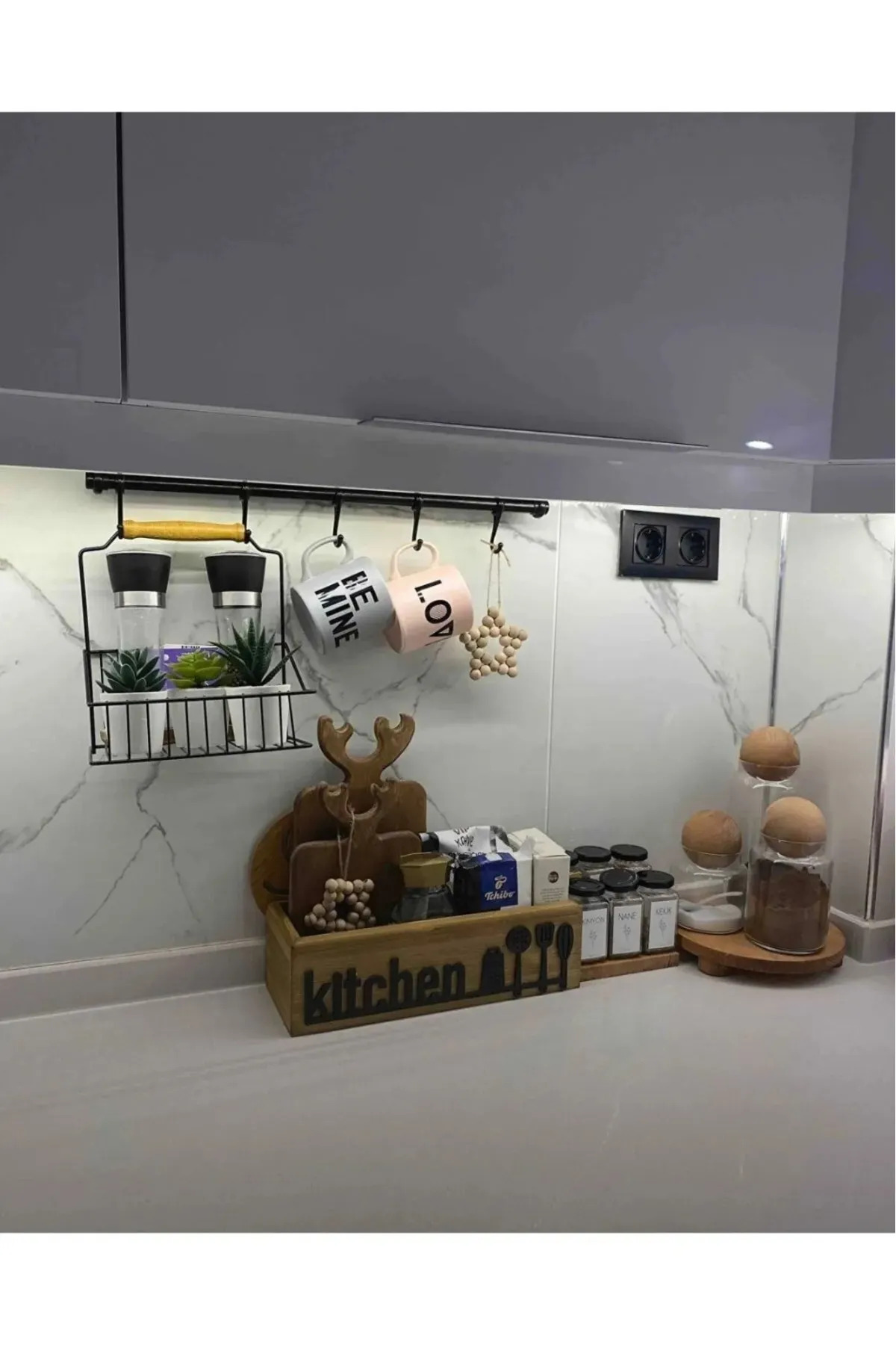 ALBAK Life Özel Seri Ferforje Sepet Siyah Ve Askı Aparatı, Mutfak ...