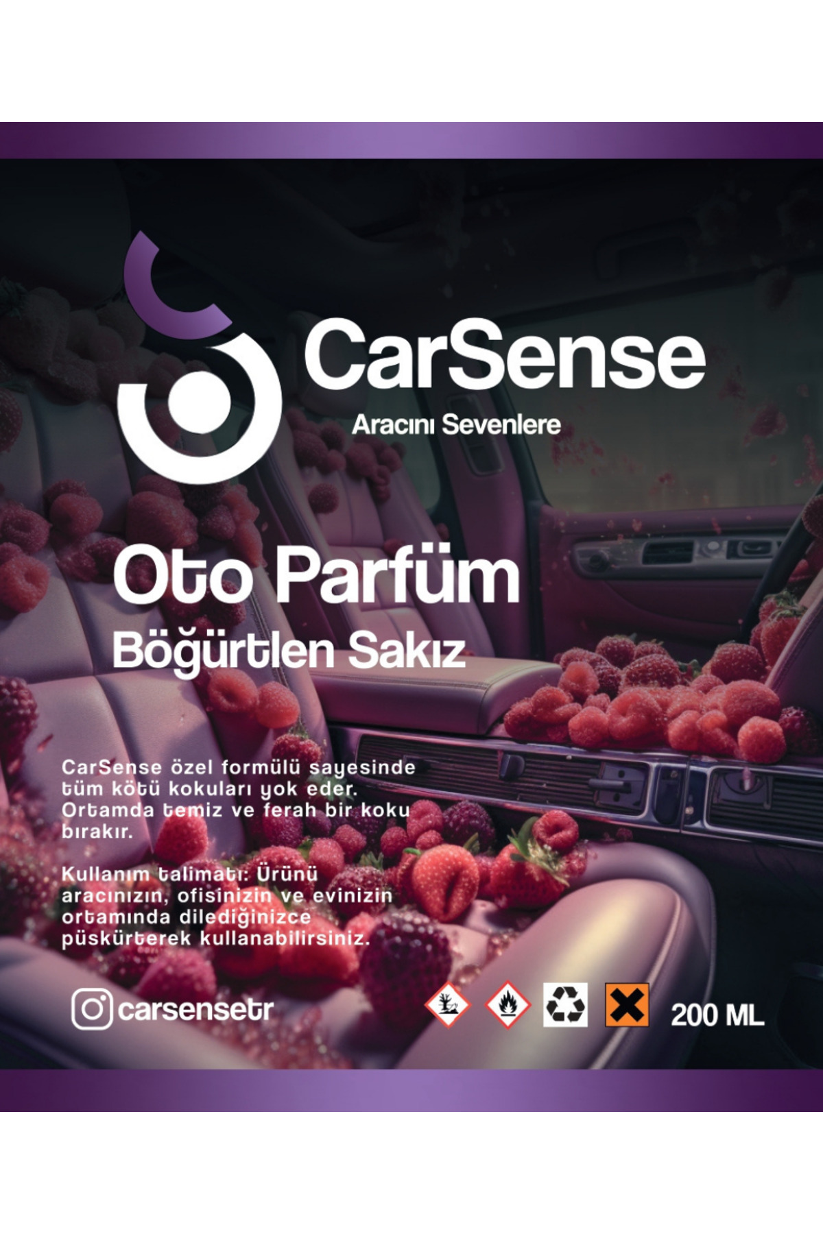 CarSense Oto Parfüm Böğürtlen Sakız - Sprey Araç Kokusu 200 ml Fiyatı ...