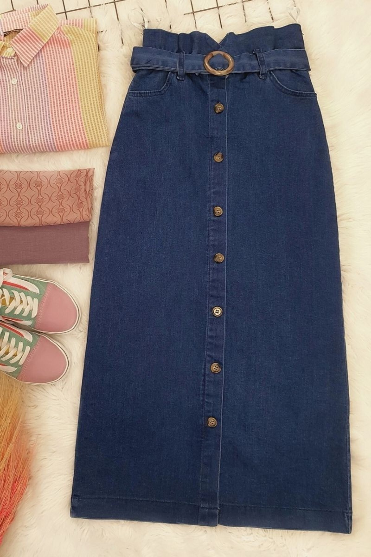 Modamorfo Boydan Düğmeli Tokalı Kot Etek Fiyatı, Yorumları - Trendyol