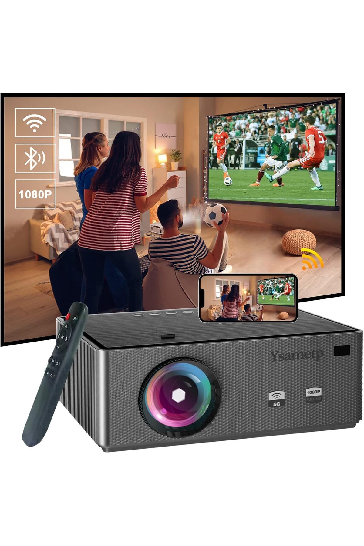 Ysametp 4K ve Bluetooth Destekli Yerel Mini Projektör: 15000 Lümen, 270 ...