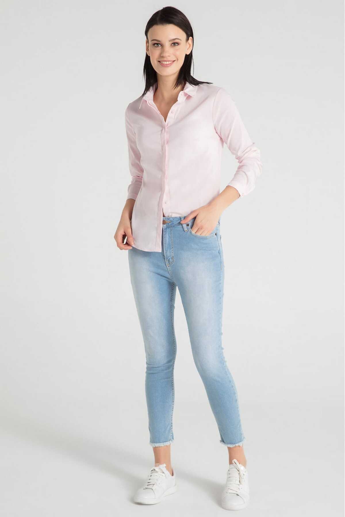 PERA CLUB Kadın Basic Likralı Gizli Düğme Özellikli Gömlek Fiyatı ...