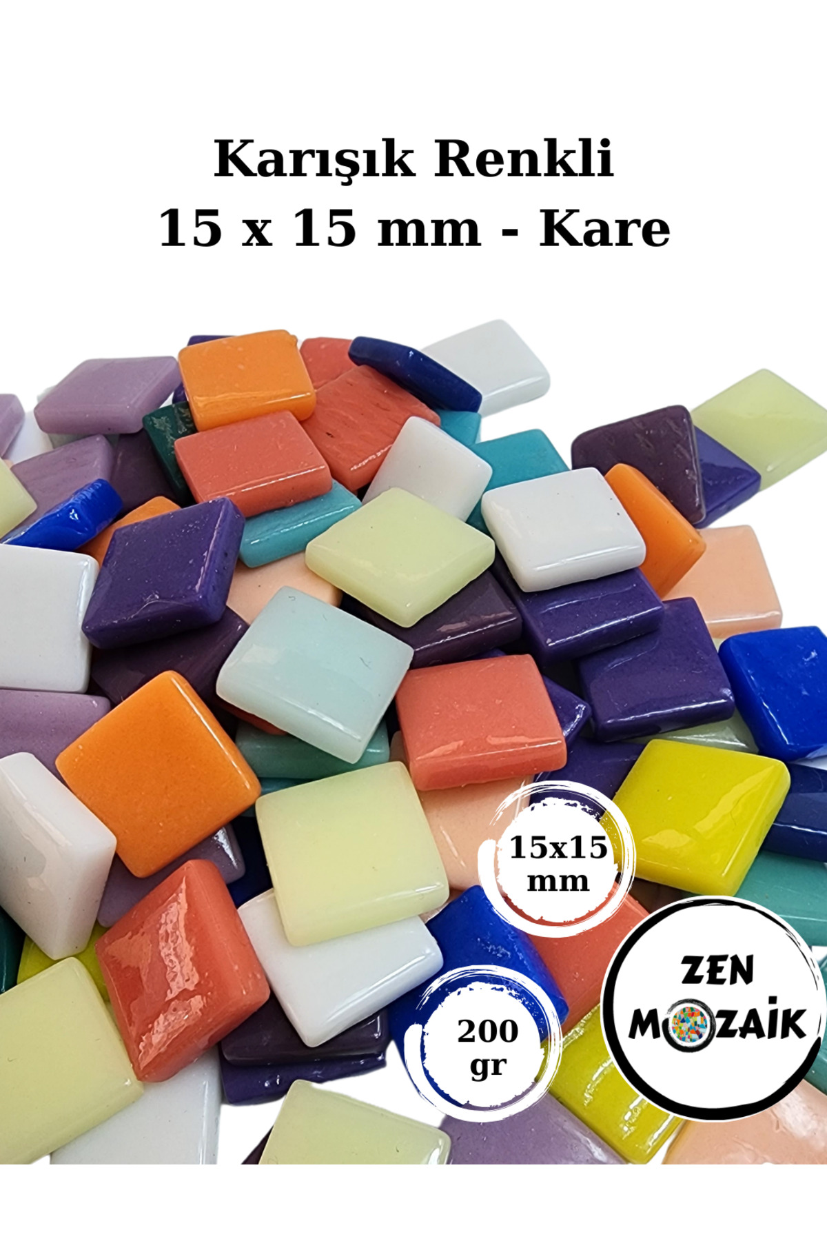 Zen Mozaik Sanatsal Mozaik Çalışmalarınız için 15 x15 mm - Kare Cam ...