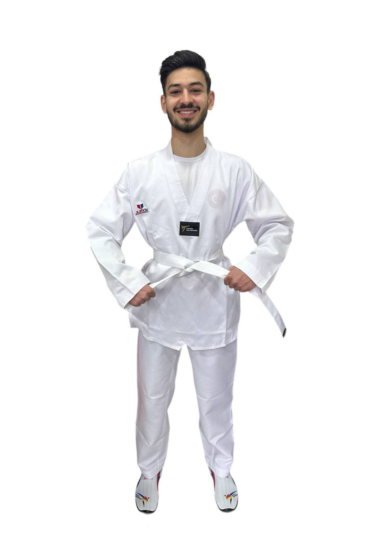 JUMOK Nakışlı Taekwondo-tekvando Beyaz Yaka Acemi Elbise Kıyafeti Dobok ...