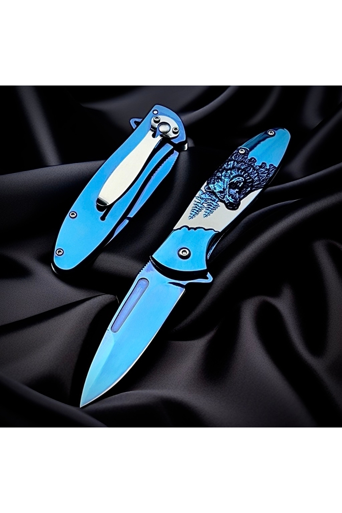 John Connely Efsane Ayı Kabartmalı ICEBLUE Avcı Cep Çakı - 21 Cm ...