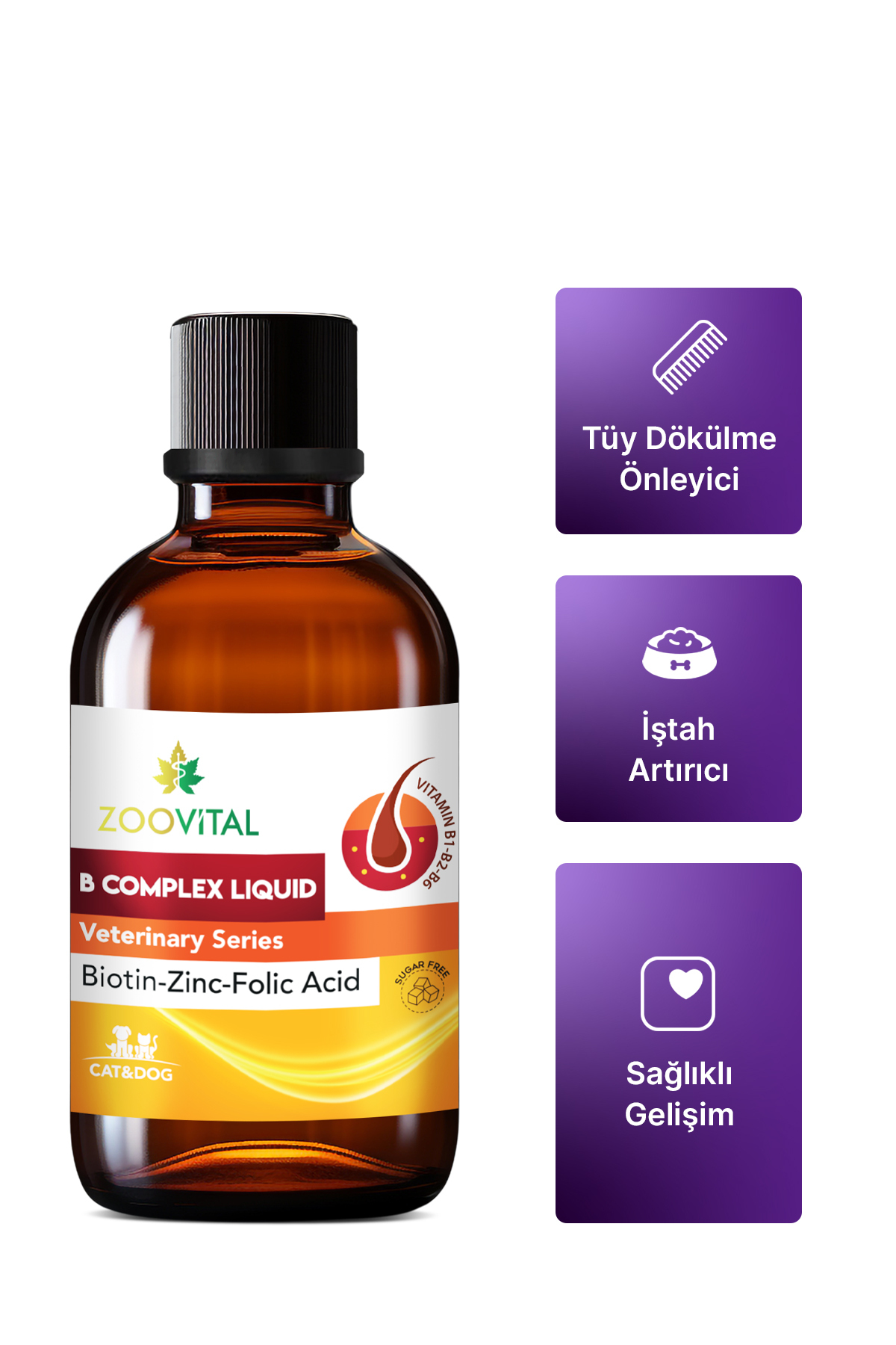 Zoovital Kedi ve Köpek için Plus B Damla 50ml + Biovital Paste 100 gr 2 ...