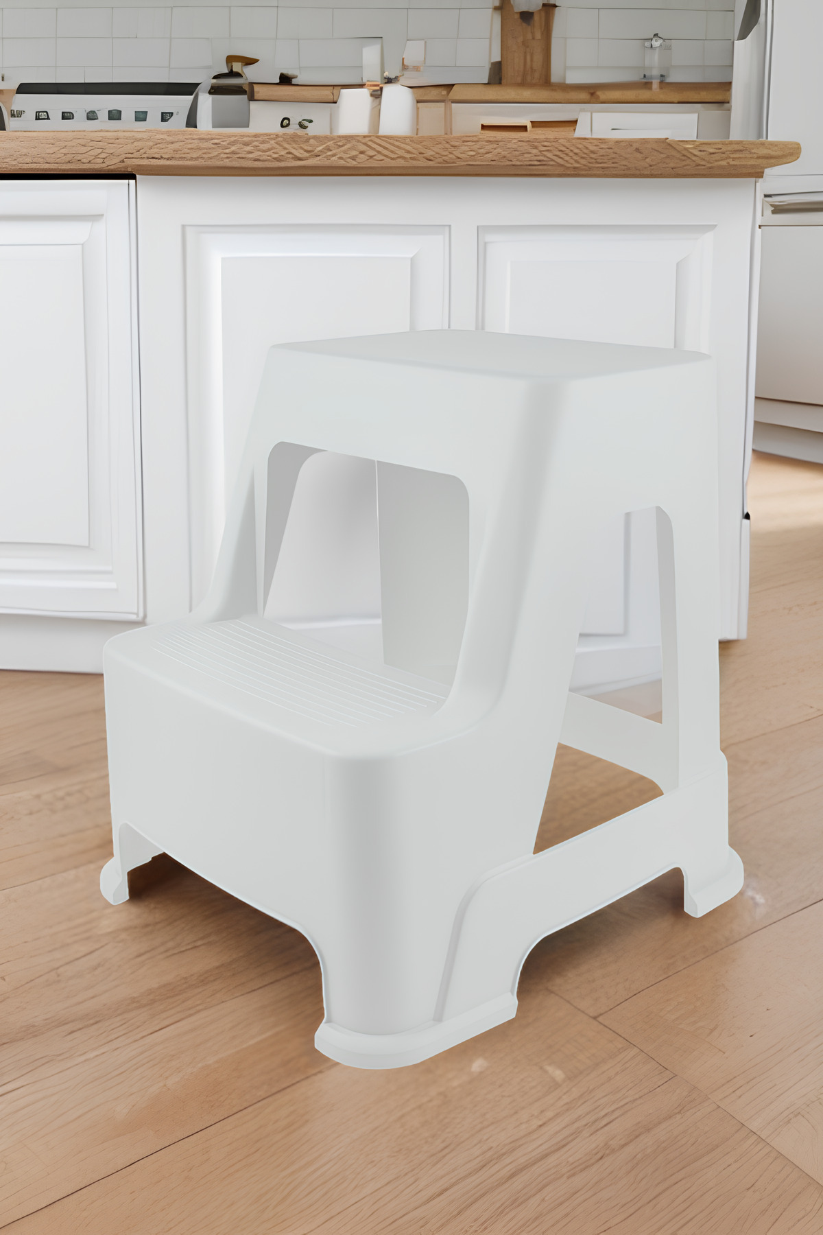 Melkan Home Çift Basamaklı Beyaz Tabure - Büyük Boy Basamaklı Tabure ...