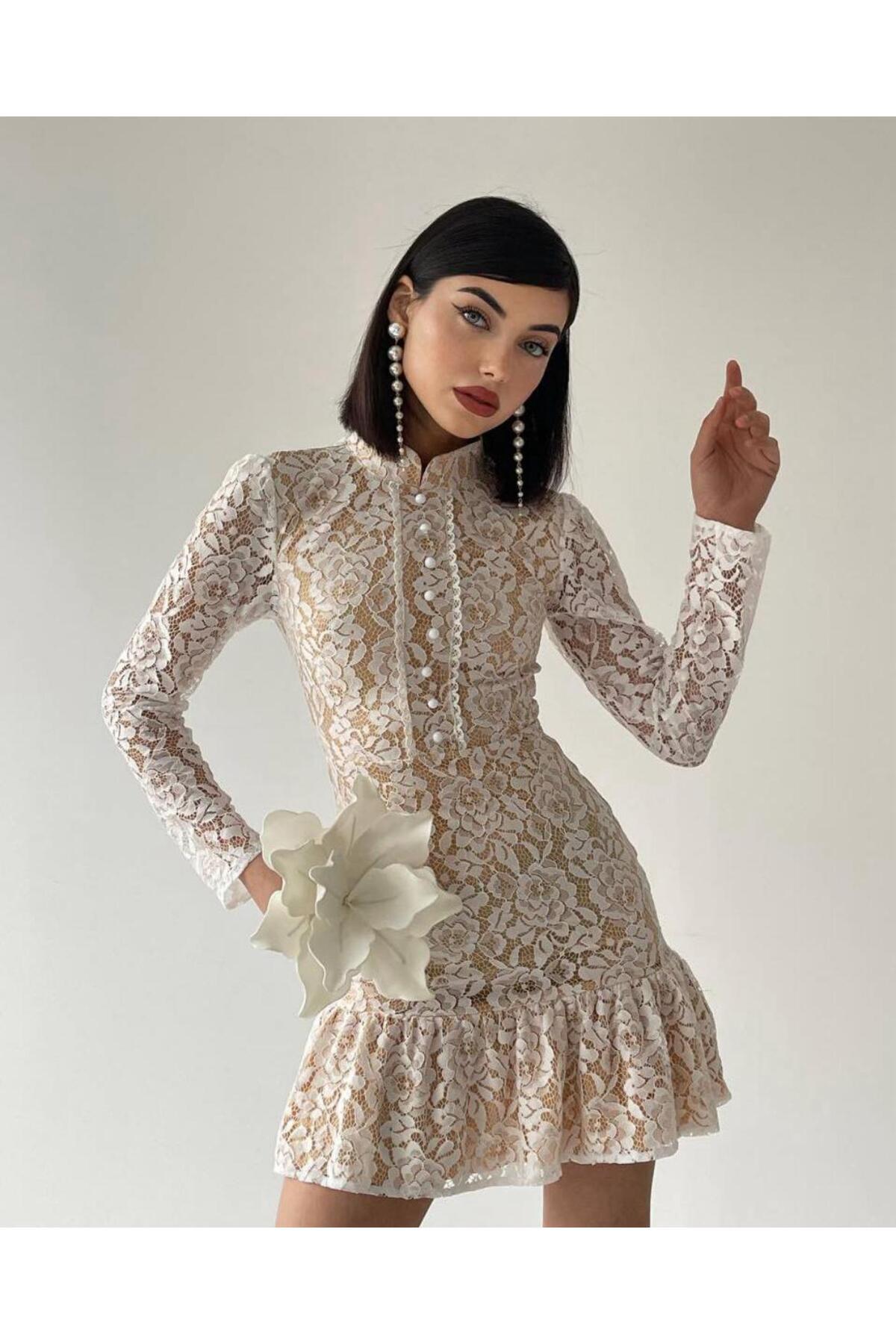 PHYSKOS Güpür Dantel Mini Elbise - Fiyatı, Yorumları