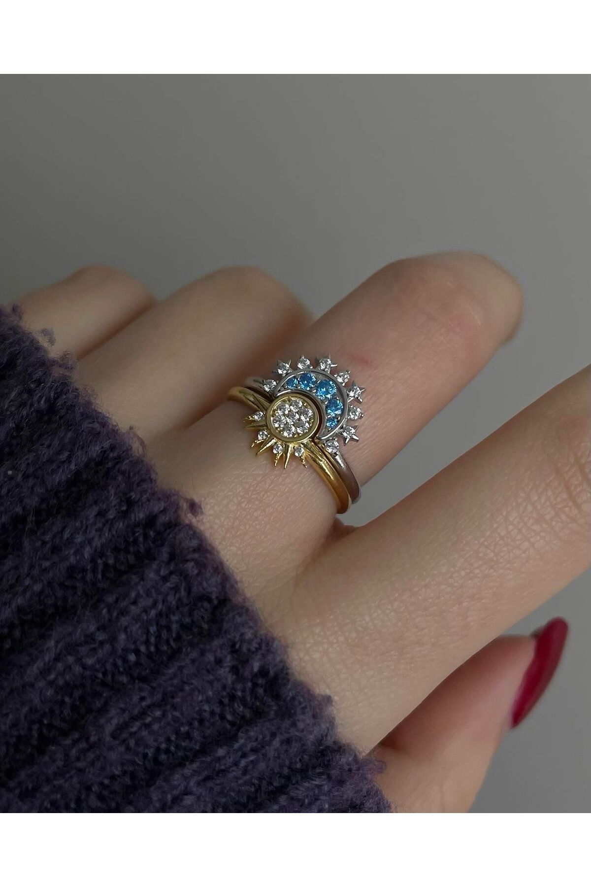 ZWEIG 925 Ayar Gümüş Pandor a Model Ay ve Güneş 2’li Arkadaş Yüzüğü ...