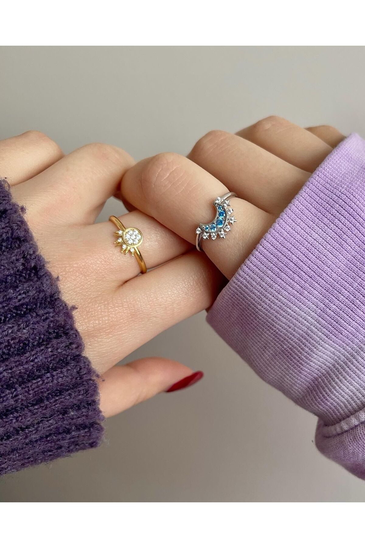 ZWEIG 925 Ayar Gümüş Pandor a Model Ay ve Güneş 2’li Arkadaş Yüzüğü ...