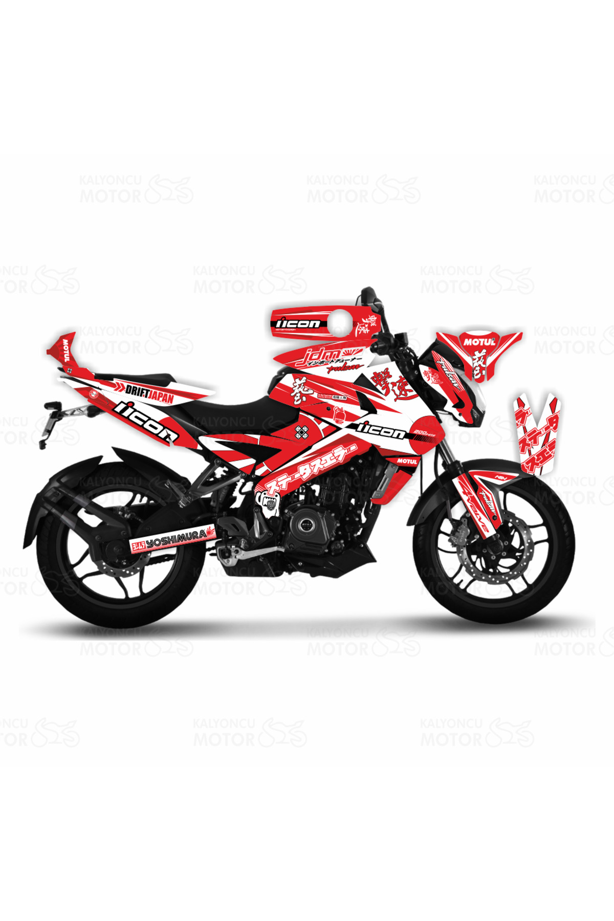 sticker Bajaj Pulsar NS200 Japan Drift Design Kırmızı Beyaz Fiyatı ...