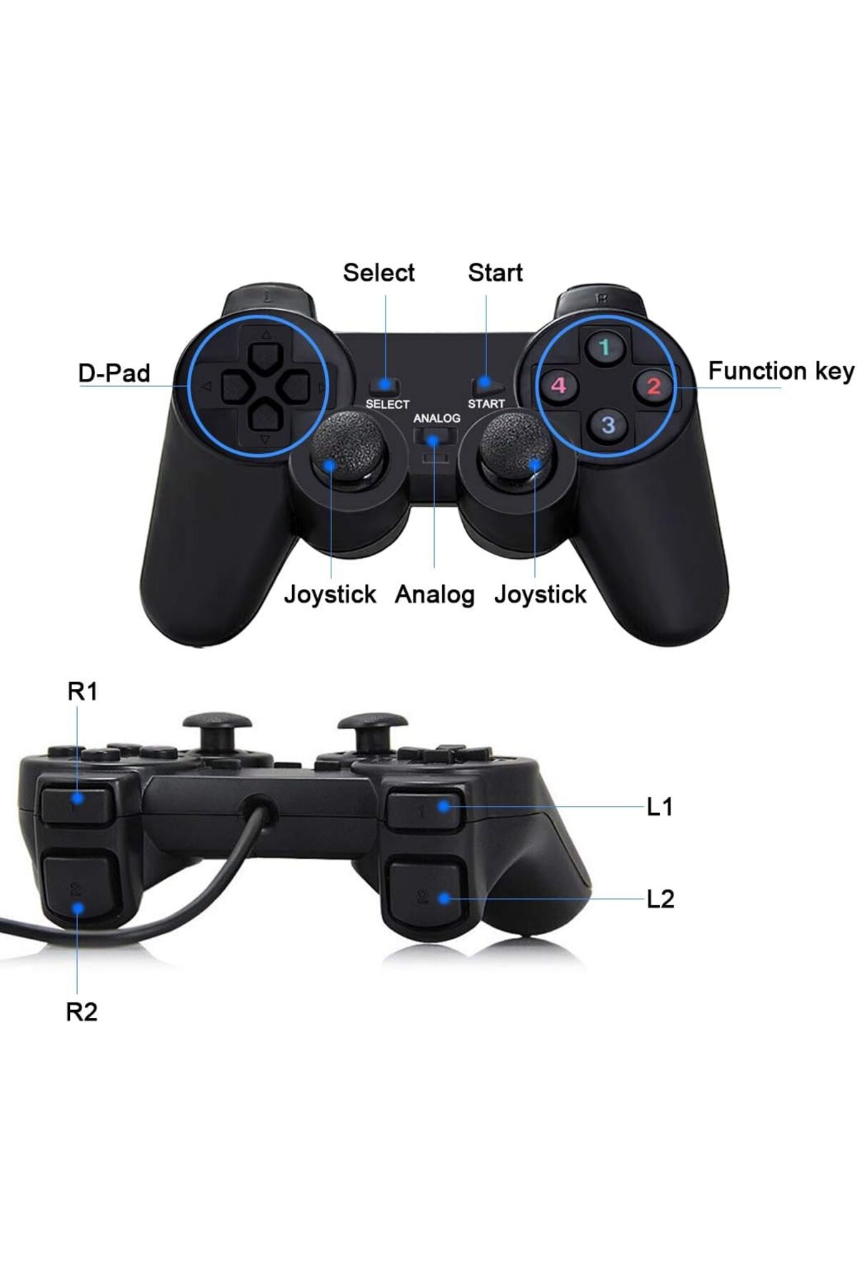 CENTER STORE Usb Kablolu Titreşimli Joystick Gamepad Oyun Kolu Konsolu Pc Bilgisayar Laptop ...
