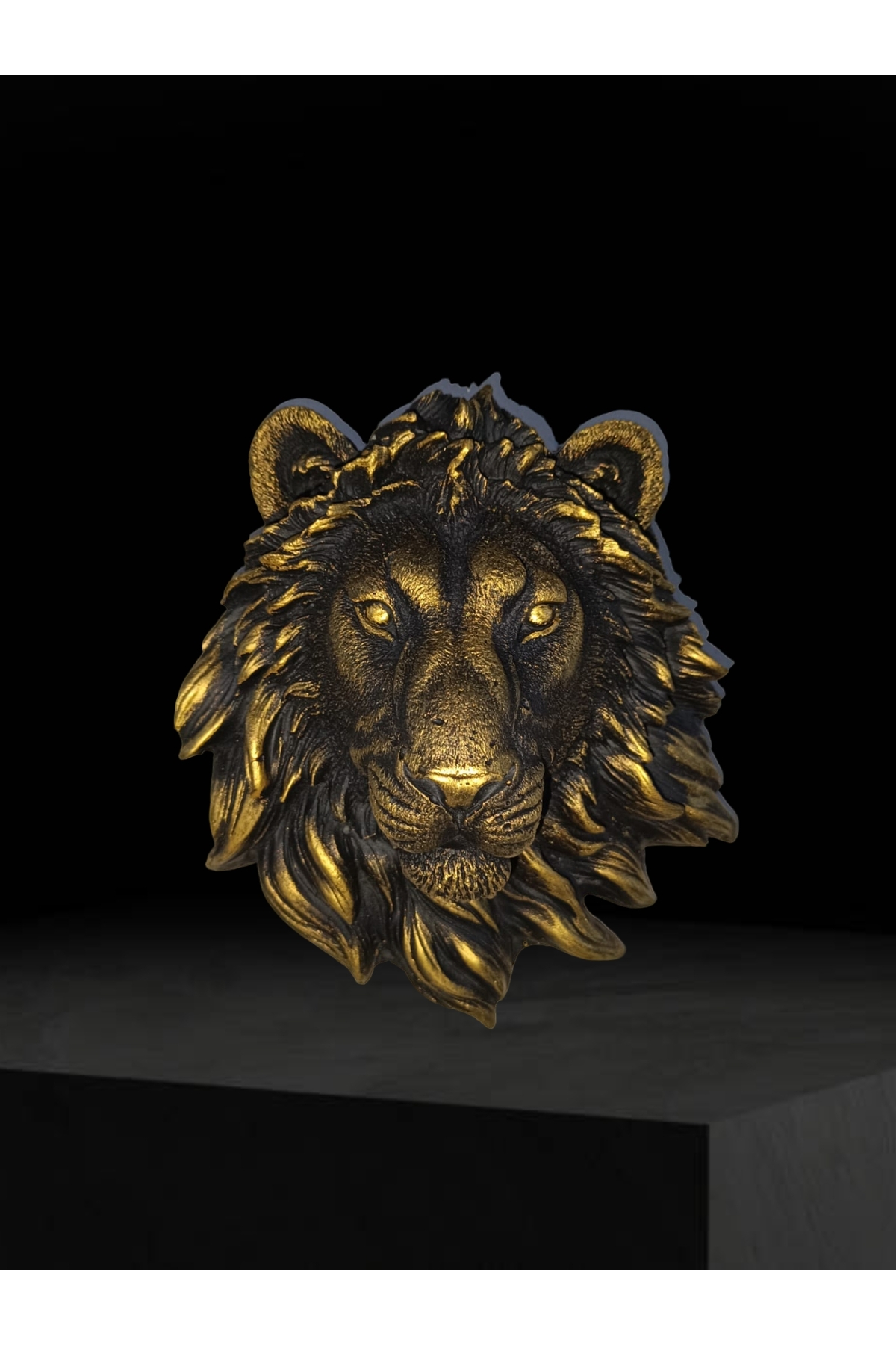 BOZKUŞLAR Aslan Kafasi Büst Heykel Siyah Üstü Gold Eskitme Fiyatı ...