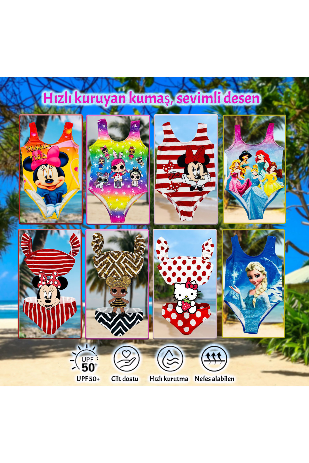 MODERN ASIR Kız Çocuk Deniz Havuz Plaj Unicorn Gökkuşağı Mayo Grafiti ...