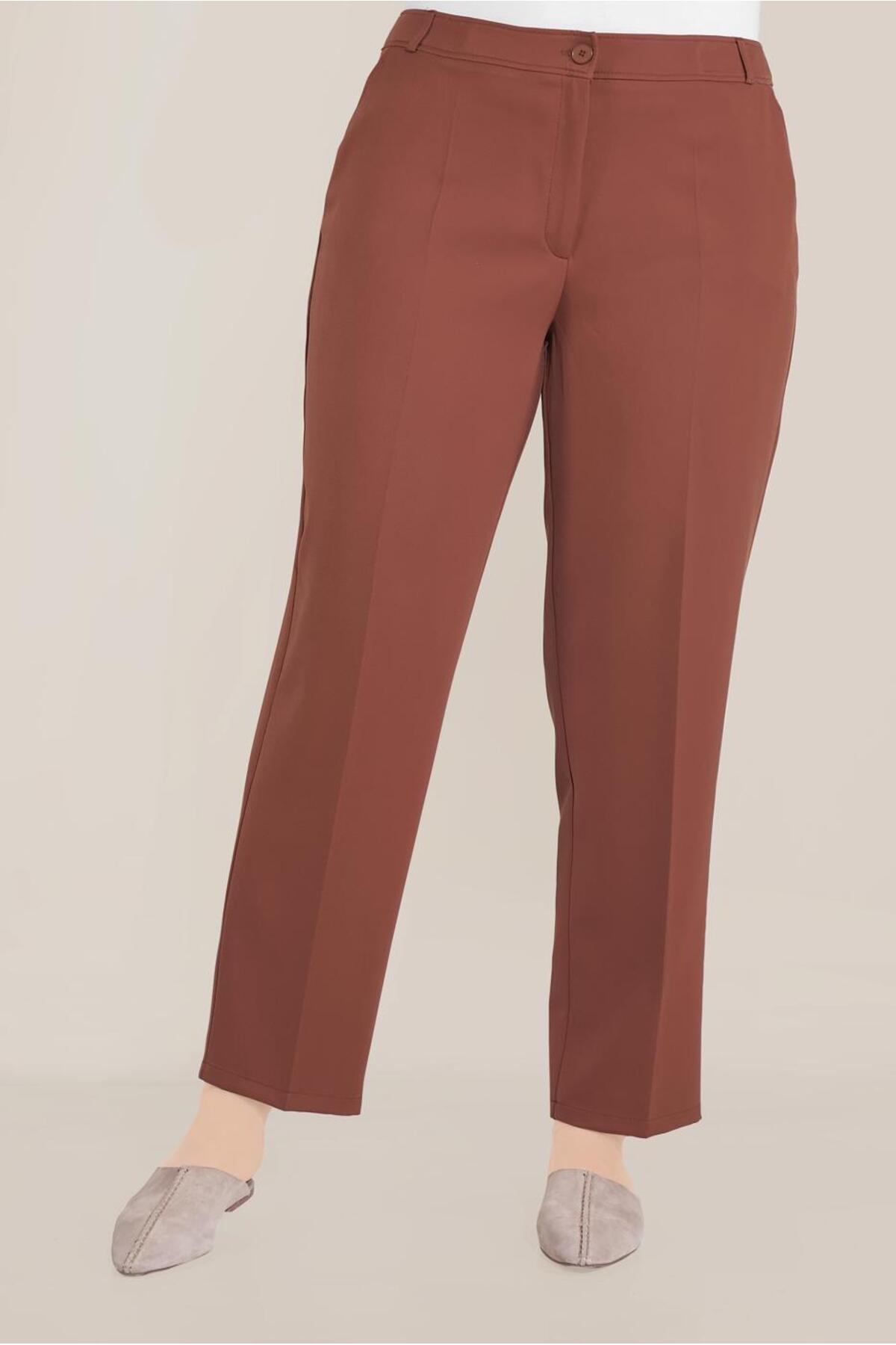 TRENDTESETTÜR Kadin Kahve (TARÇİN) Klasi?k Kesi?m Düğmeli? Pantolon ...