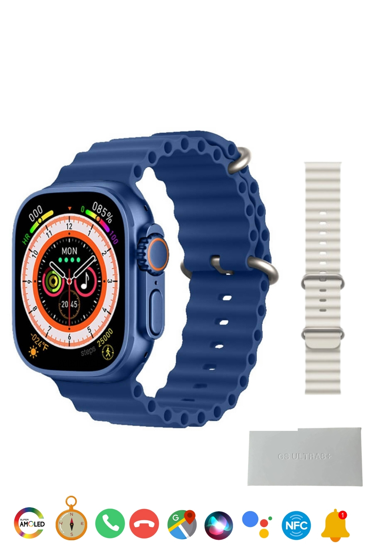 BYRTECH Gs Ultra 8 Plus GPS/NFC/Siri Destekli 49 mm Kordon Kilitli ...