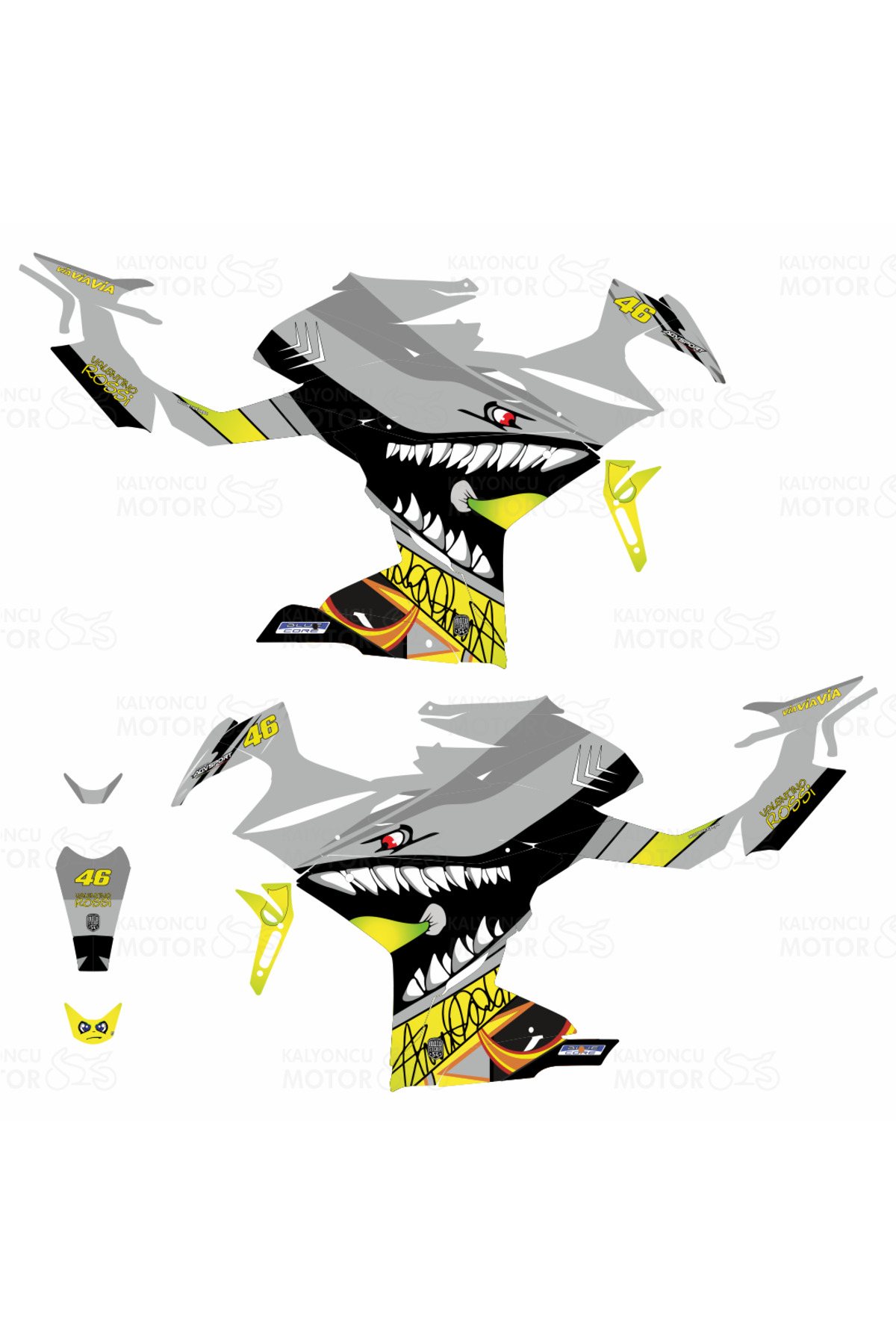 sticker CF Moto 250 SR Rossi Shark Design Gri Sticker Set - Motor ...