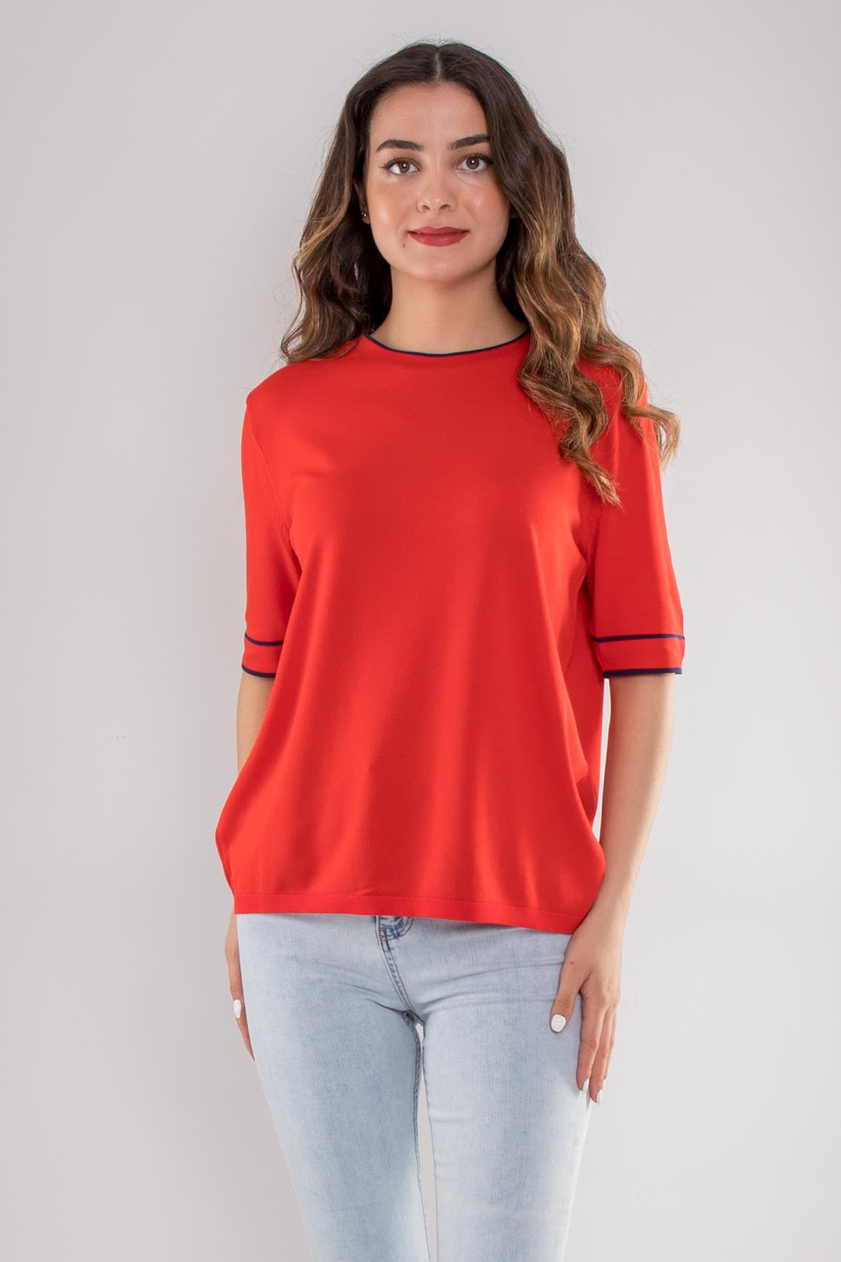 Jm Triko 803 I?ki Renkli Arka Damla Bisiklet Yaka Merserize Kadın Triko ...