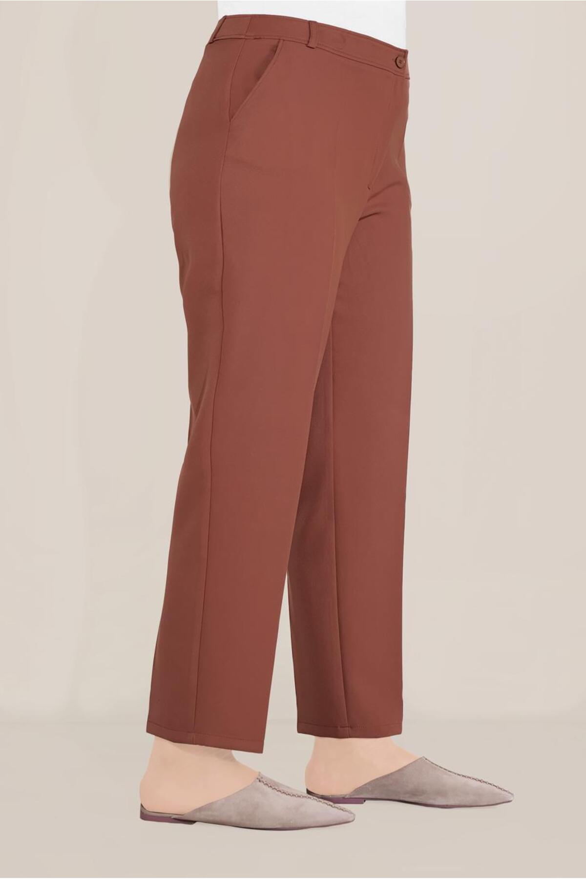 TRENDTESETTÜR Kadin Kahve (TARÇİN) Klasi?k Kesi?m Düğmeli? Pantolon ...