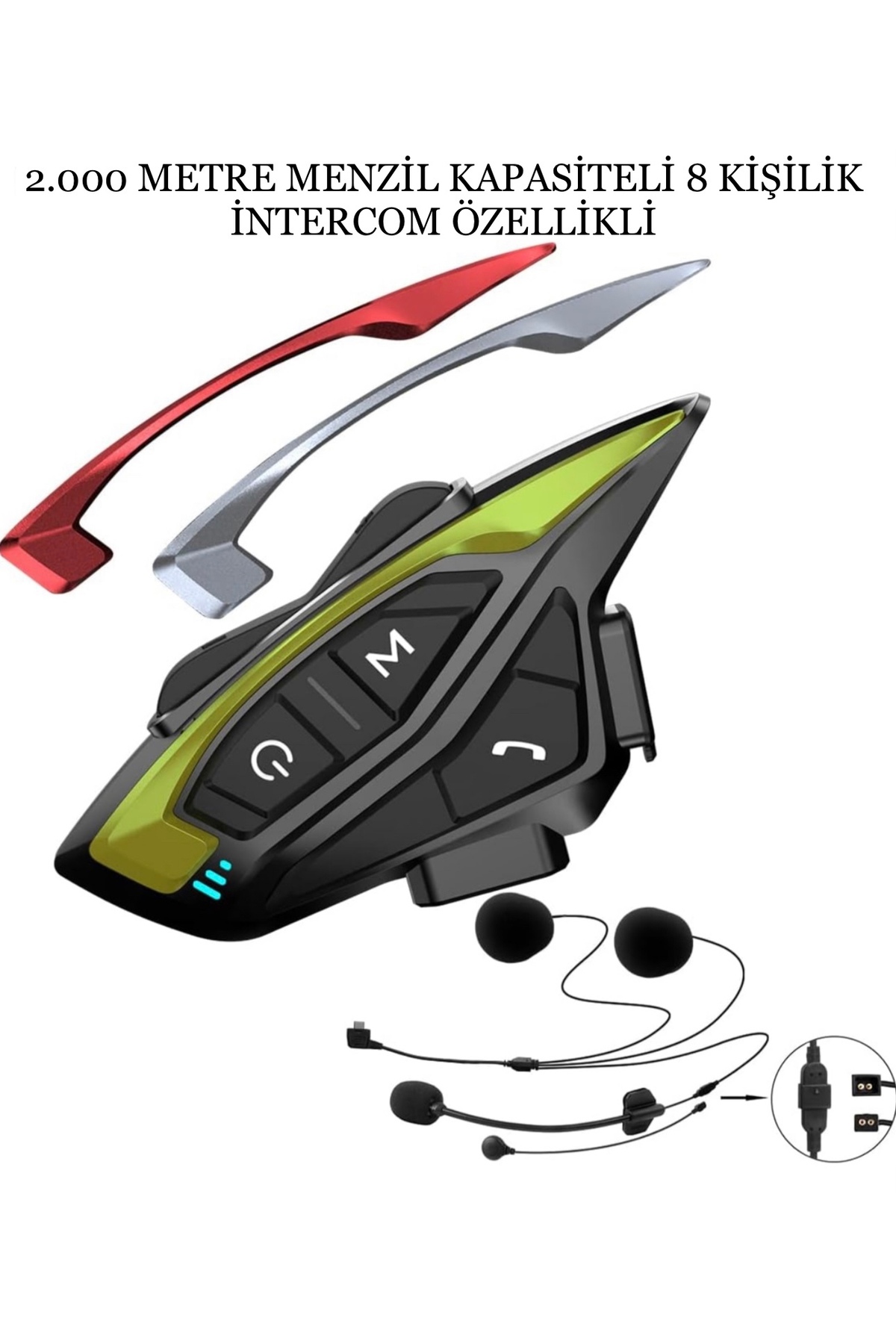 Enshall Köpek Balığı Model 2 Km Mesafeli 8 Kişilik Motor Kask Kulaklığı ...