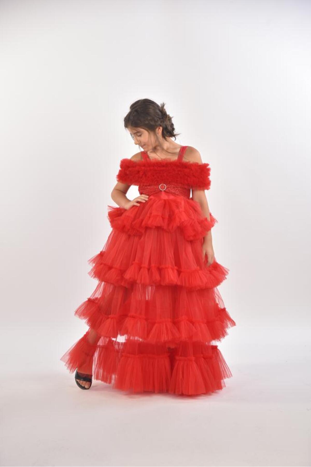 Sirius Kids Toka Detaylı Simli Kırmızı Mezuniyet ElbiseFiyatı ...