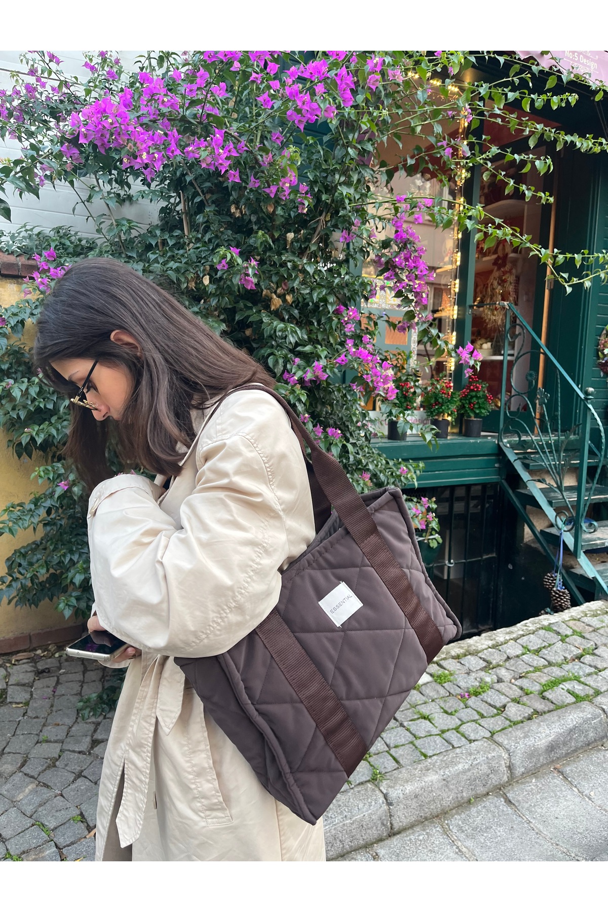 HYBEEL Kahverengi Kapitone Spor Çanta, Puffer Çanta, Üniversite ve Ofis ...