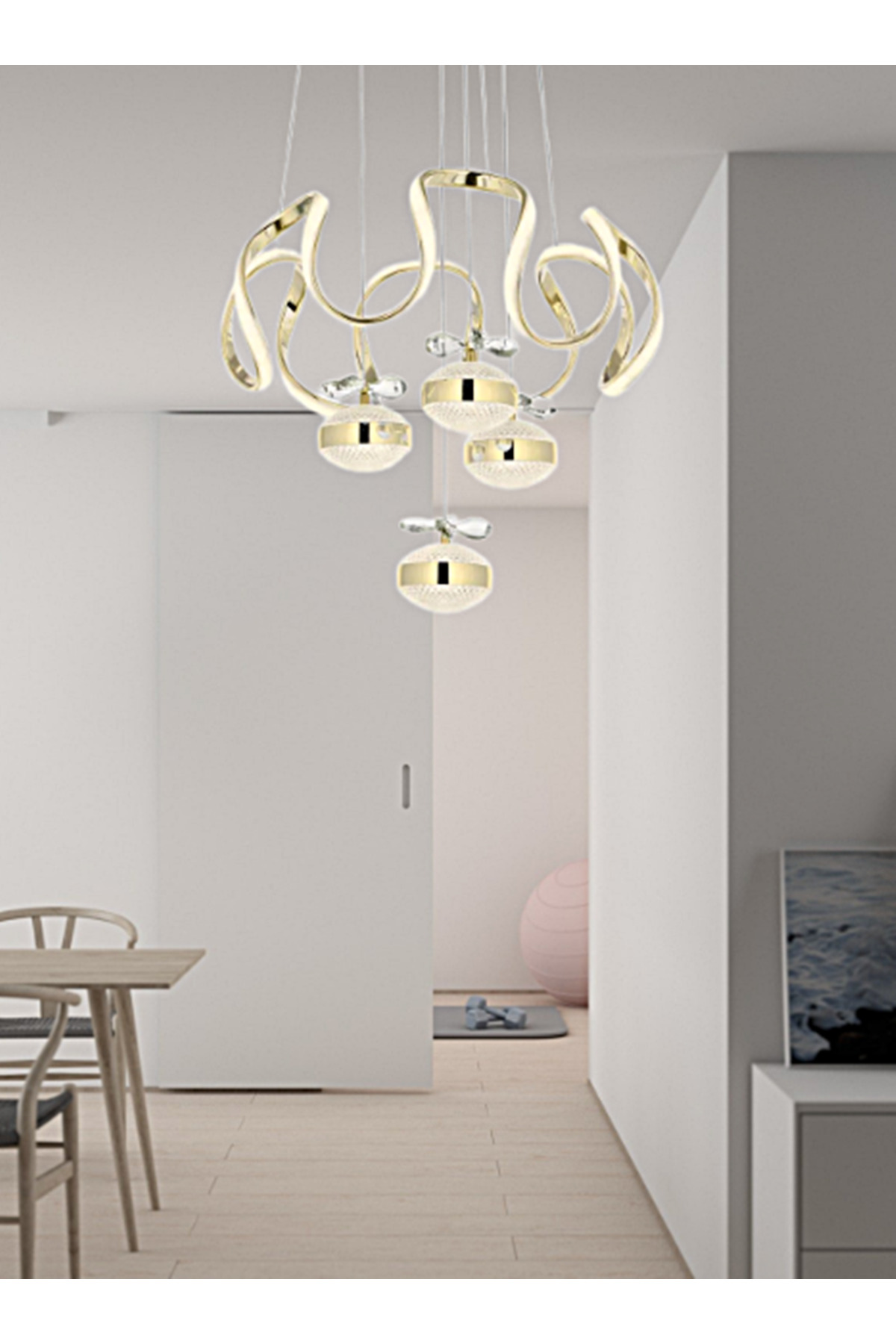 Fico Home 3 Renk Kademeli Ledli Avize Modern Sarkıt Kelebek Kristal ...