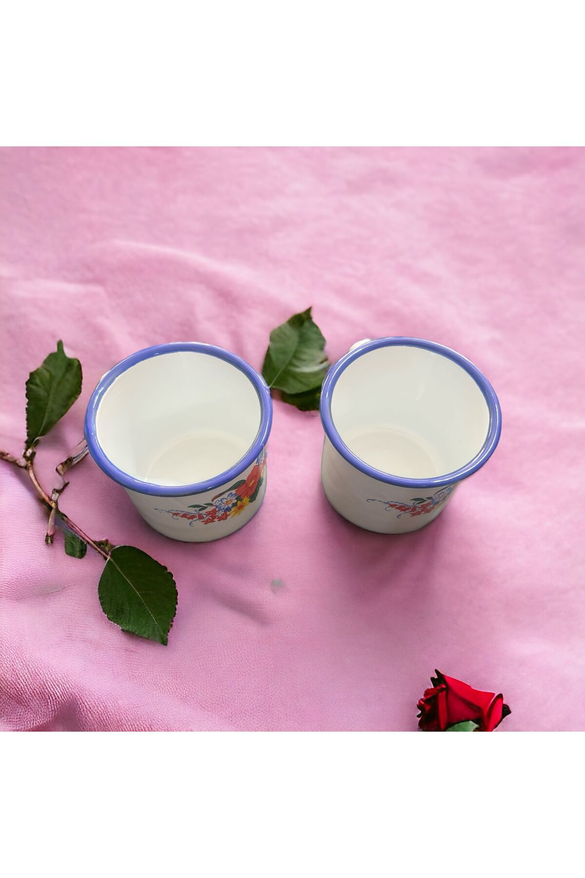 ÖY ELİSAM 120 Ml 2 Adet Emaye Kulplu Kupa Çinko Maşafa Kamp Ve Kahve ...