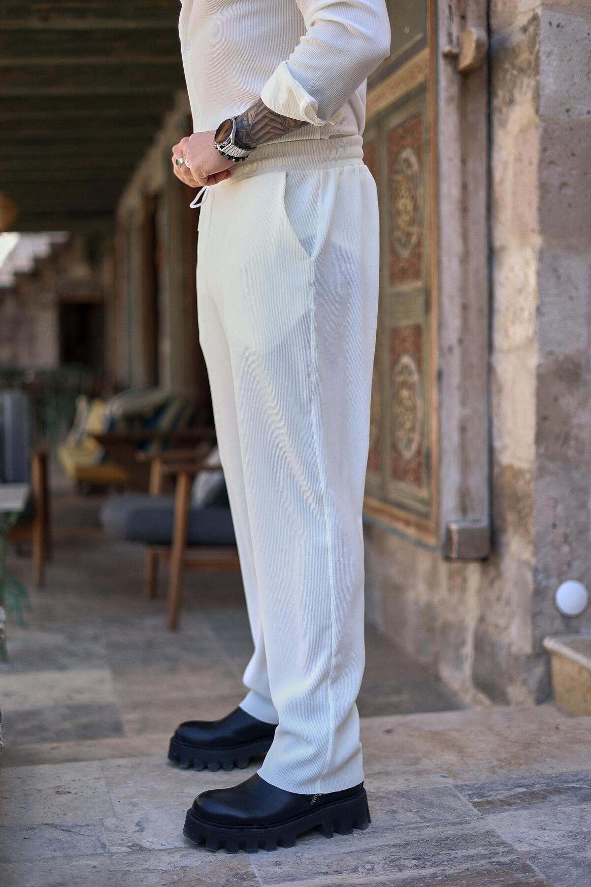 OUTFİT MAN Erkek Fitilli Baggy Pantolon Beyaz Fiyatı, Yorumları - Trendyol