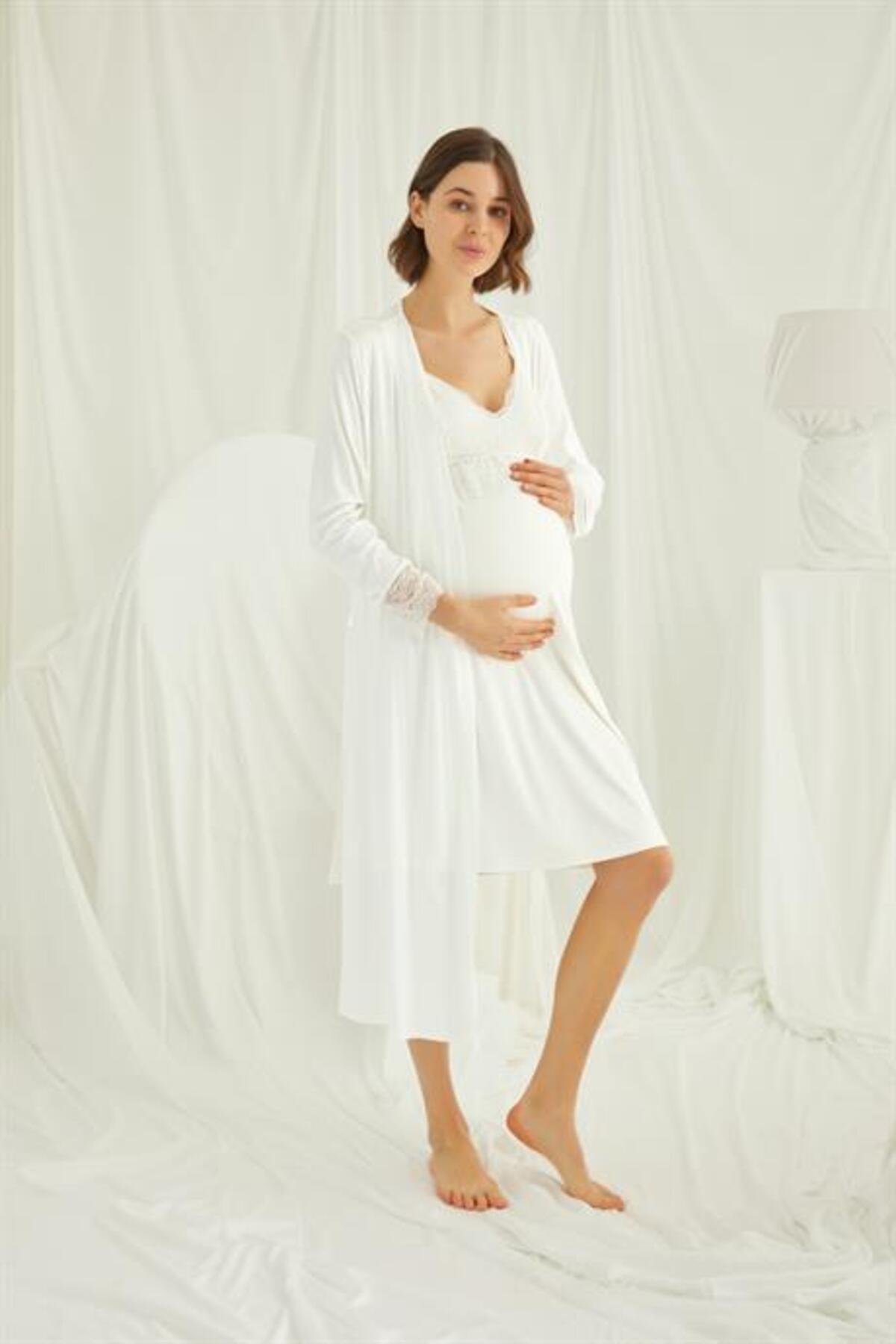 MONAMİSE Monamise Kadın Dantelli Hamile Lohusa Sabahlık Takımı 18429 - Fiyatı, Yorumları