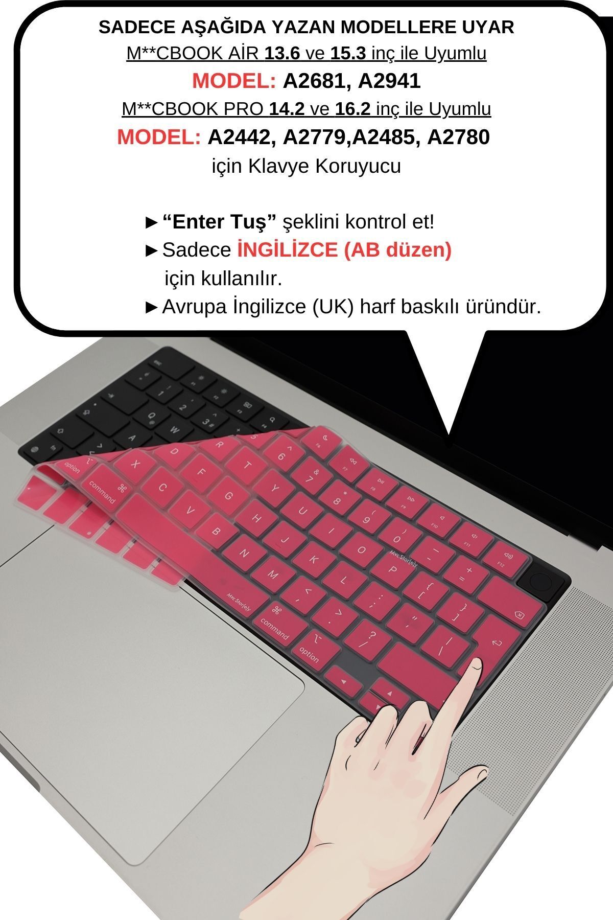 Mcstorey Macbook Klavye Koruyucu Air Pro M1-m2-m3 (UK-İNGİLİZCE) A2681 ...