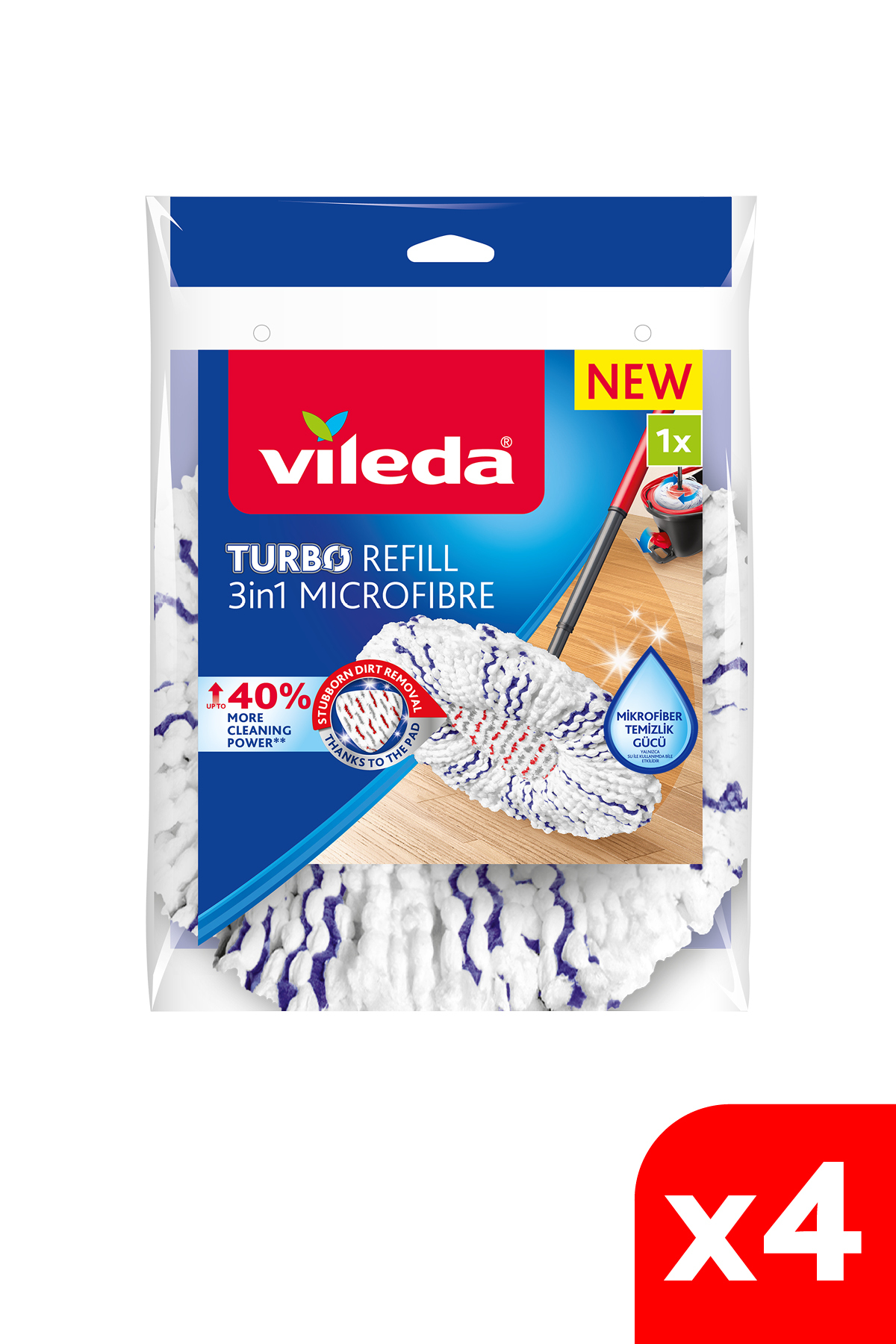 Vileda 4 Paket Turbo 3in1 Extra Pedli Mikrofiber Yedek Paspas Fiyatı ...