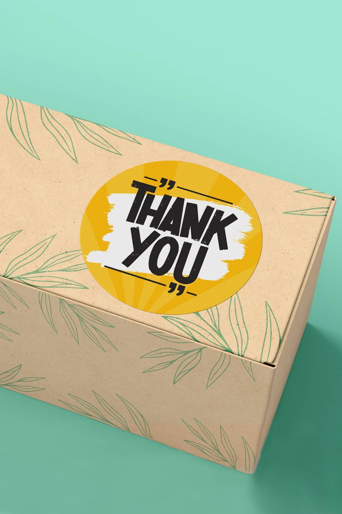 Basic Sense Thank You Sticker Thanks Label Yellow Shipping Product ...
