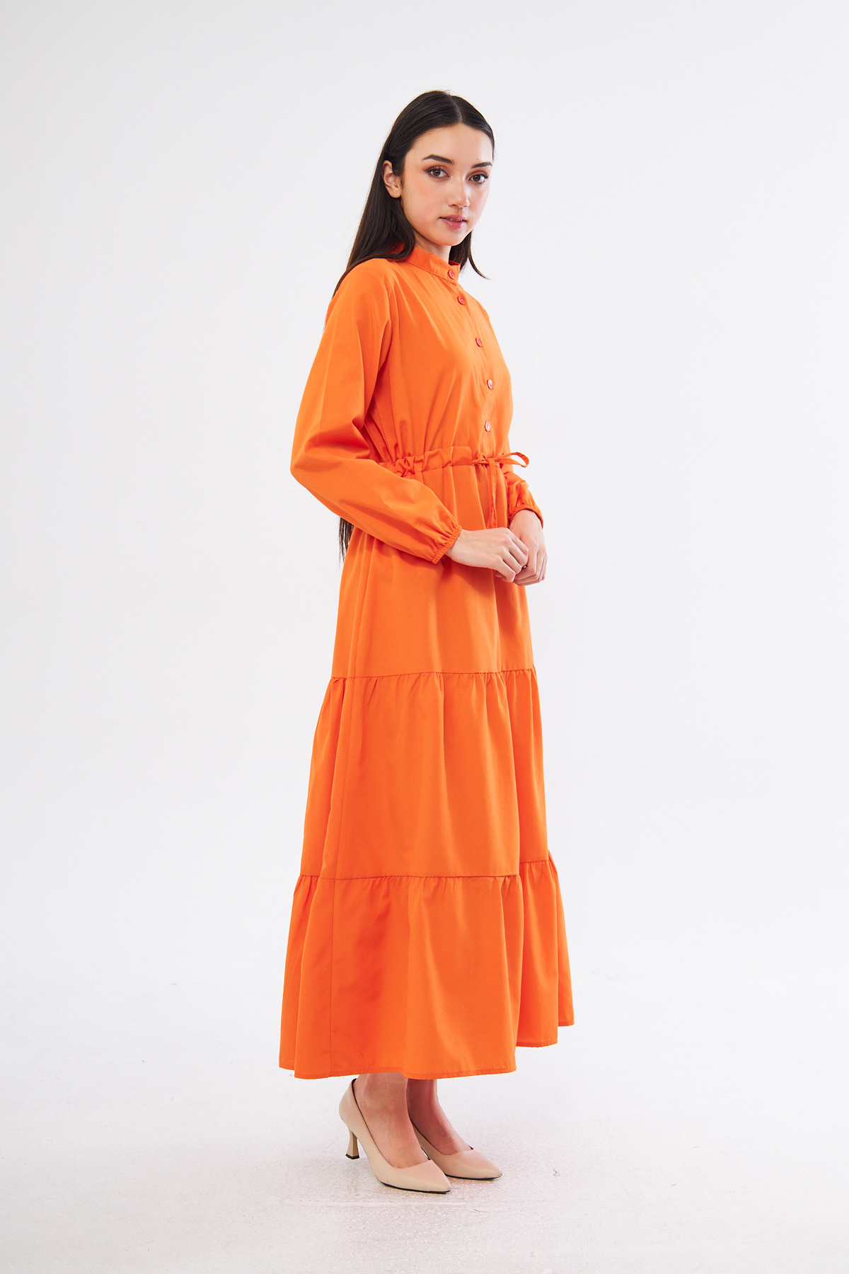 brako tekstil Kadın Önden Düğmeli Hakim Yaka Katlı Elbise Fiyatı, Yorumları - Trendyol