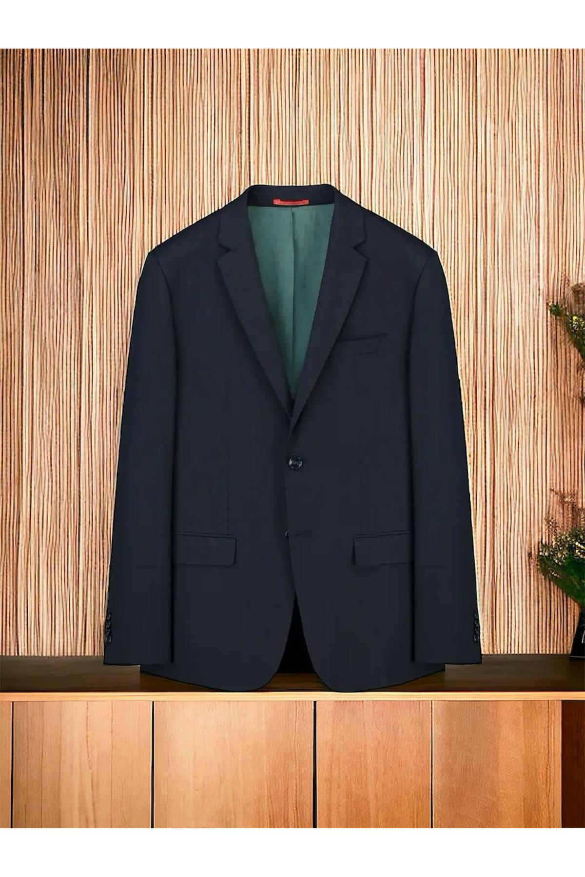 Sarar İnterview Sarar Zeus Mono Yaka Dokulu Kumaş Slim Fit Lacivert ...