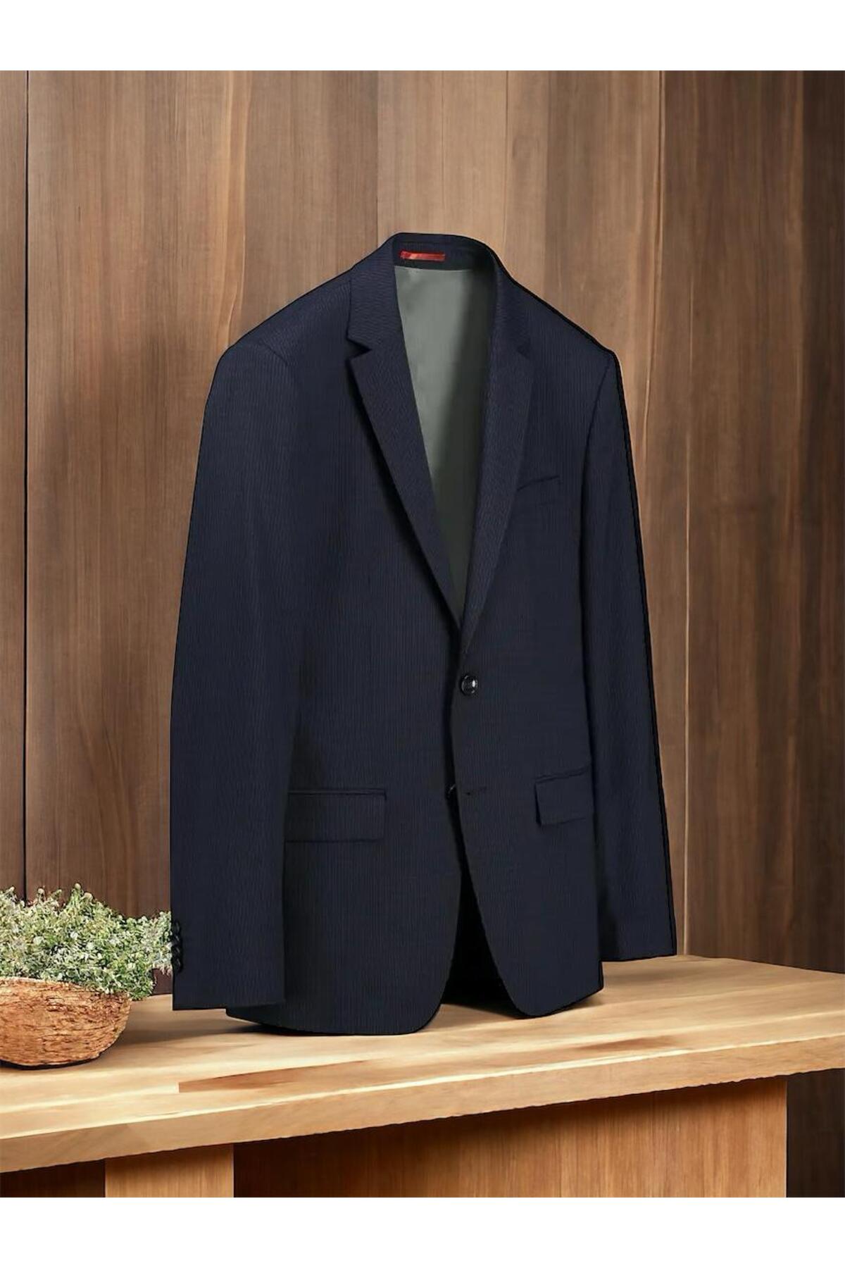 Sarar İnterview Sarar Zeus Mono Yaka Slim Fit Lacivert Yün Takım Elbise ...