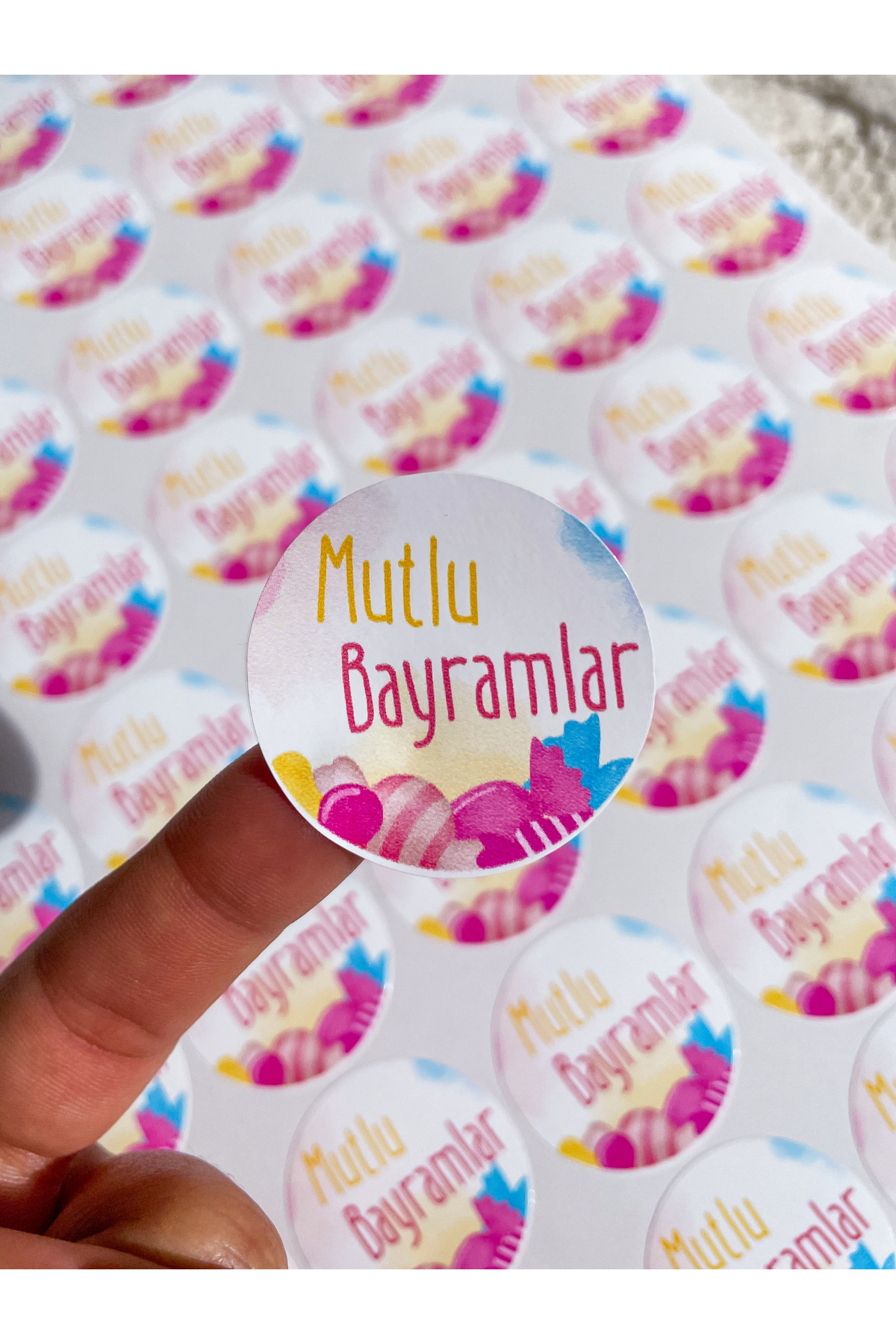 Hayal.kirtasiyesi Mutlu Bayramlar Sticker 48 adet 3,5 cm Sticker, Bayram Hediyeliği, Ramazan ...