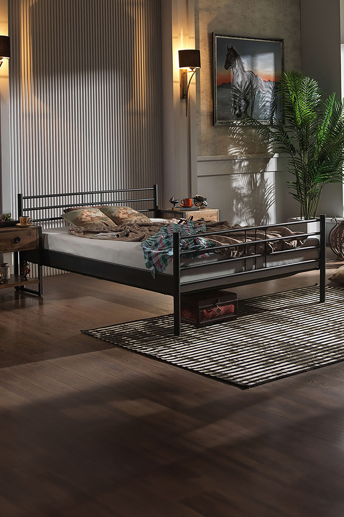 Unimet Manyas Çift Kişilik Ferforje Metal Karyola-siyah (AHŞAP LATALI ...