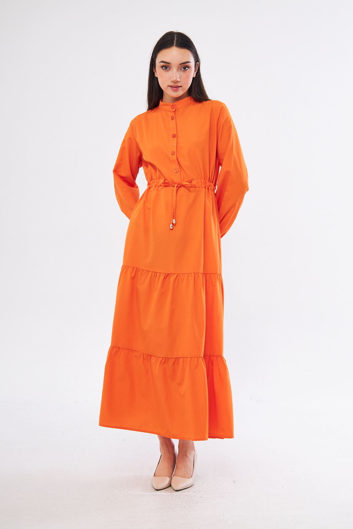 brako tekstil Kadın Önden Düğmeli Hakim Yaka Katlı Elbise Fiyatı, Yorumları - Trendyol