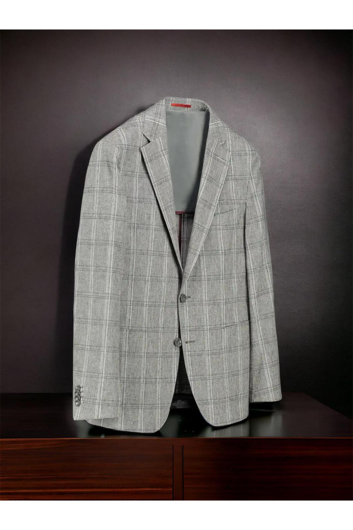 Sarar İnterview Sarar Matteo Mono Yaka Slim Fit Kareli Gri Ceket Fiyatı ...