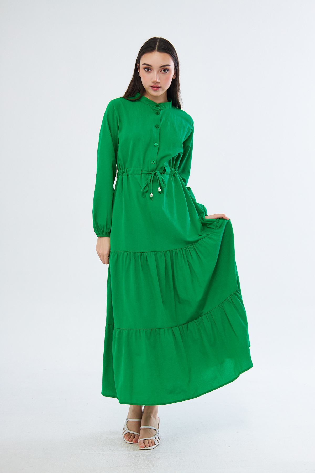 brako tekstil Kadın Önden Düğmeli Hakim Yaka Katlı Elbise Fiyatı, Yorumları - Trendyol