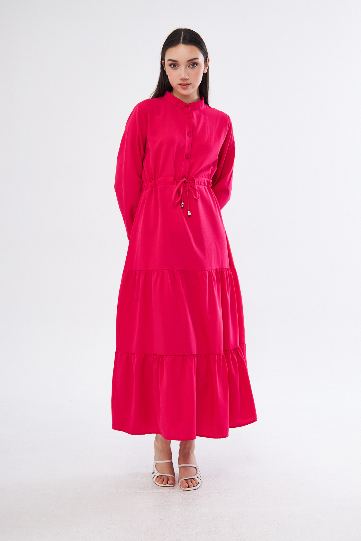 brako tekstil Kadın Önden Düğmeli Hakim Yaka Katlı Elbise Fiyatı, Yorumları - Trendyol