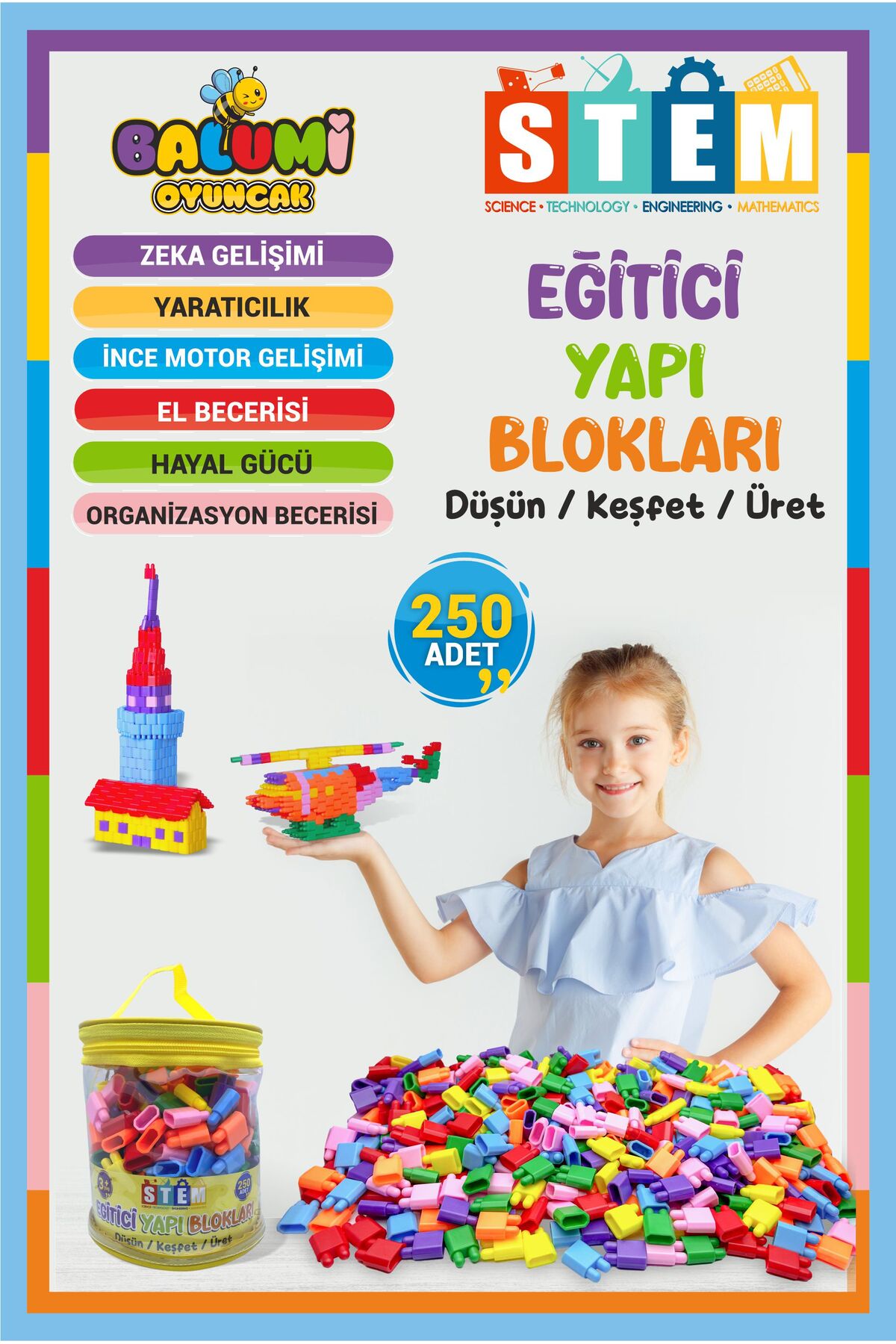 BALUMİ EĞİTİCİ YAPI BLOKLARI 250 PARÇA STEM EĞİTİM SETİ Fiyatı ...