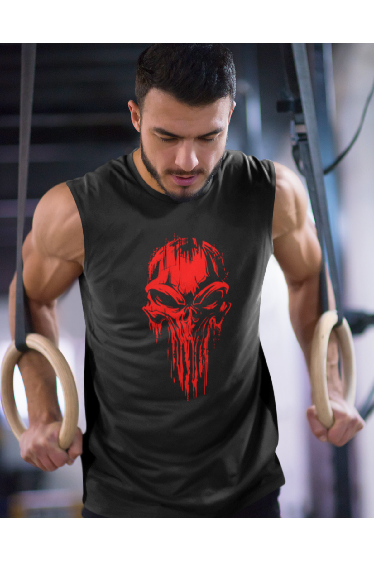 TREND ALİSSE Erkek Spor Atlet - Sporcu Kırmızı Kuru Kafa Baskılı ...