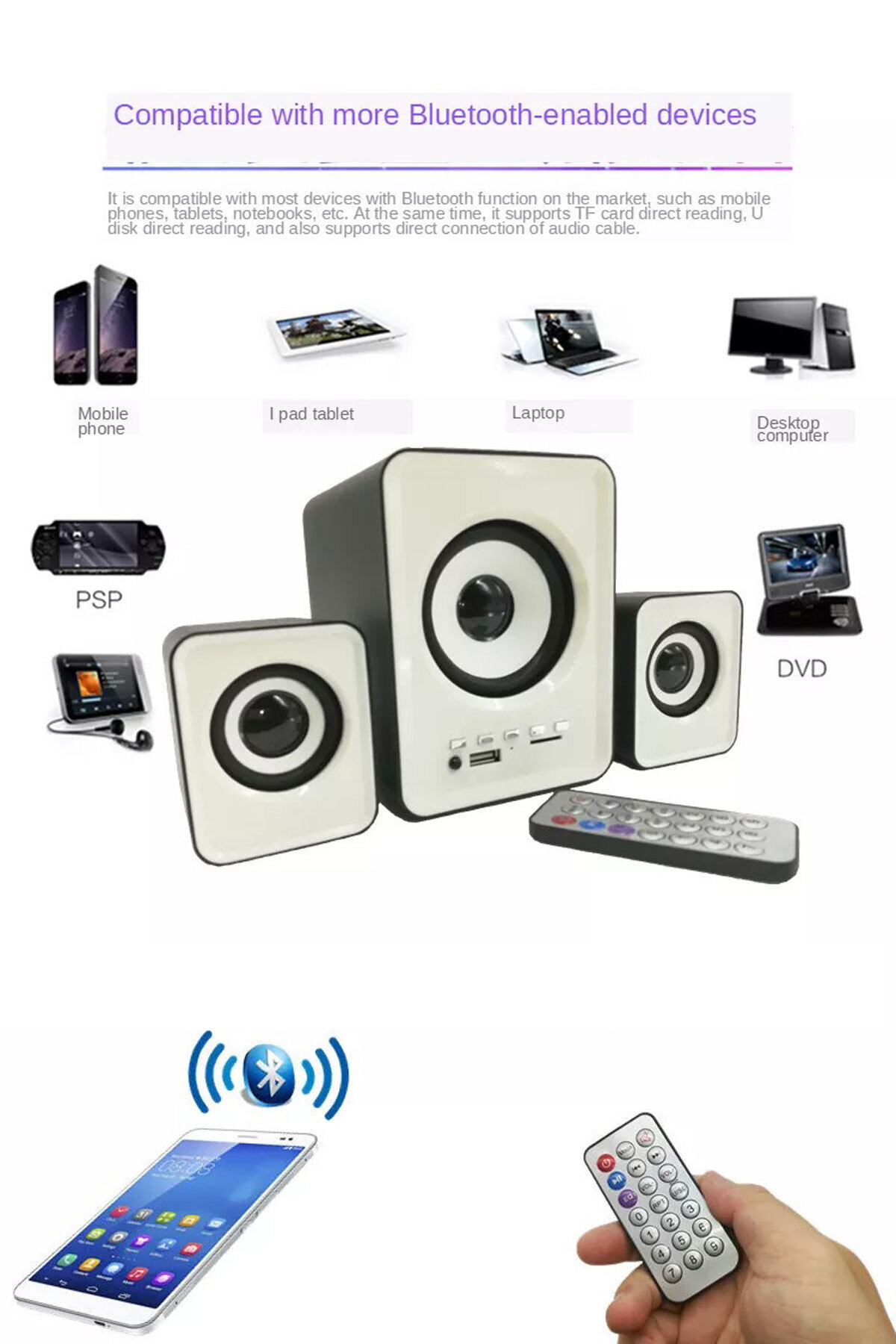 Favors 2+1 Ses Sistemi Kumandalı Bluetooth Hoparlör Tv/pc/telefon Uyumlu Usb Speaker Fm Radio ...