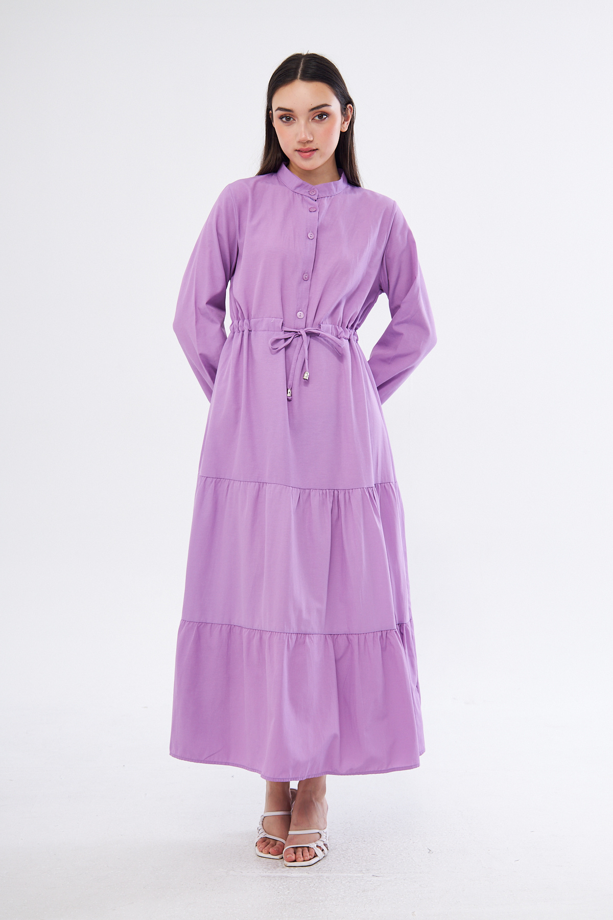 brako tekstil Kadın Önden Düğmeli Hakim Yaka Katlı Elbise Fiyatı, Yorumları - Trendyol