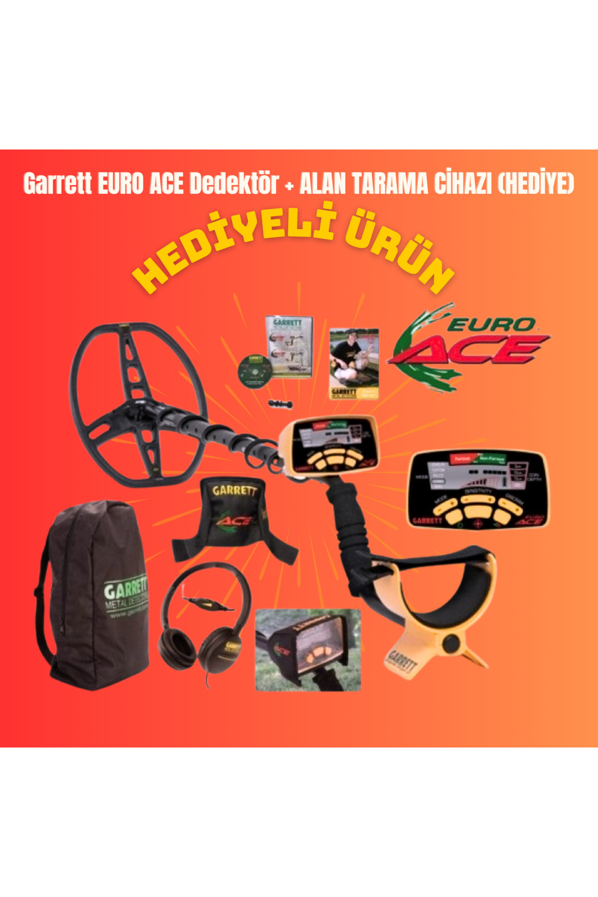 garrett Euro Ace Altın Dedektörü + Hediye Zemin Tarama Define Dedektörü ...