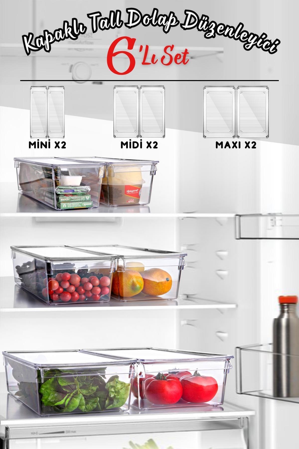 Nandy Home Kapaklı 6'lı Set Tall Clear Buzdolabı & Dolap Içi ...