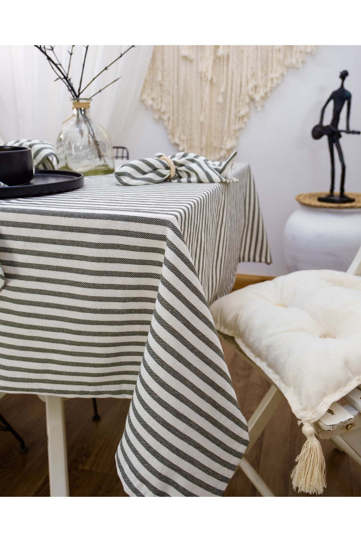 ELS Design Keten Siyah Çizgili Masa Örtüsü Fiyatı, Yorumları - Trendyol