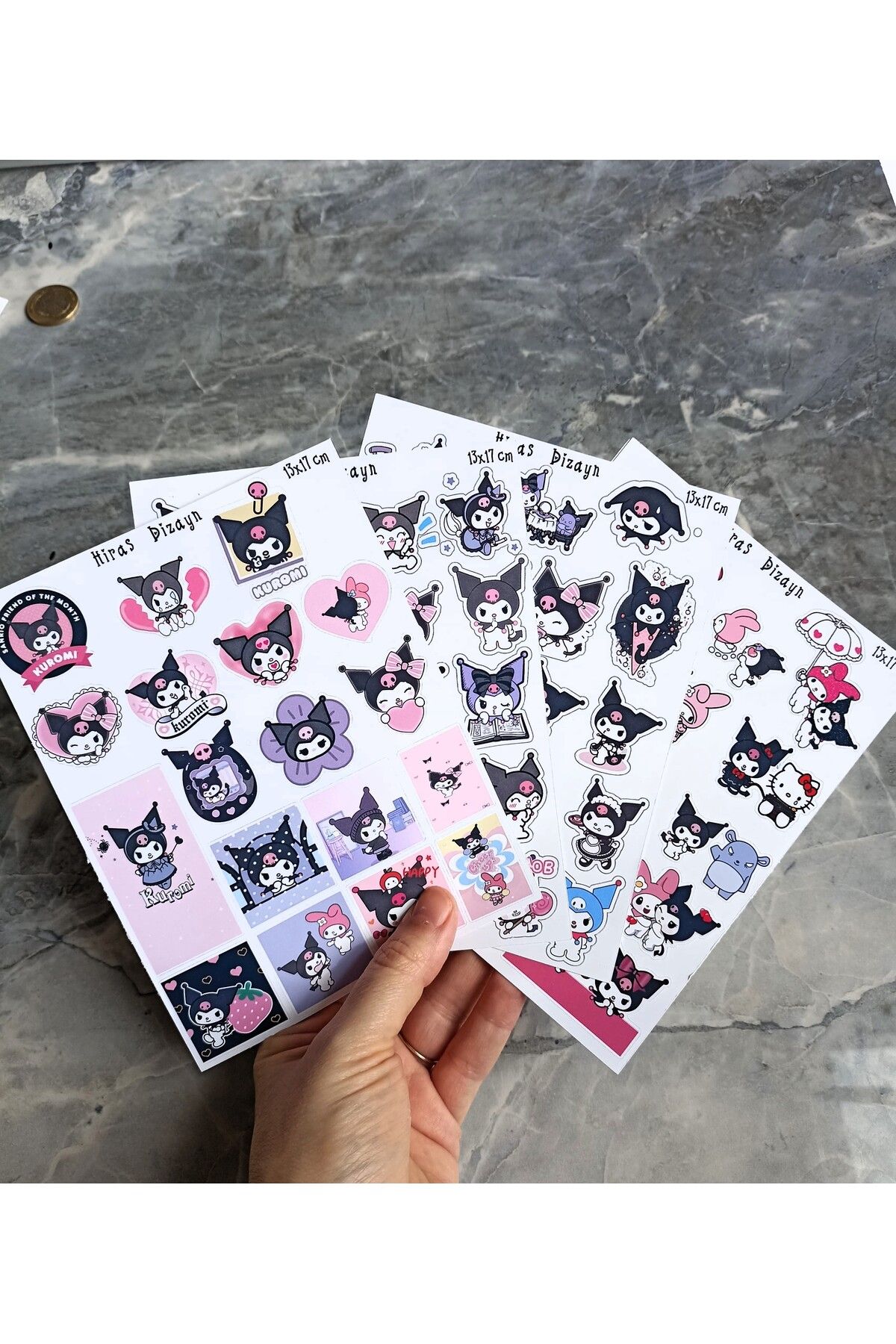 Hiras Dizayn Kuromi Sticker 4 Sayfa 70 Adet Sticker My Melody Hello