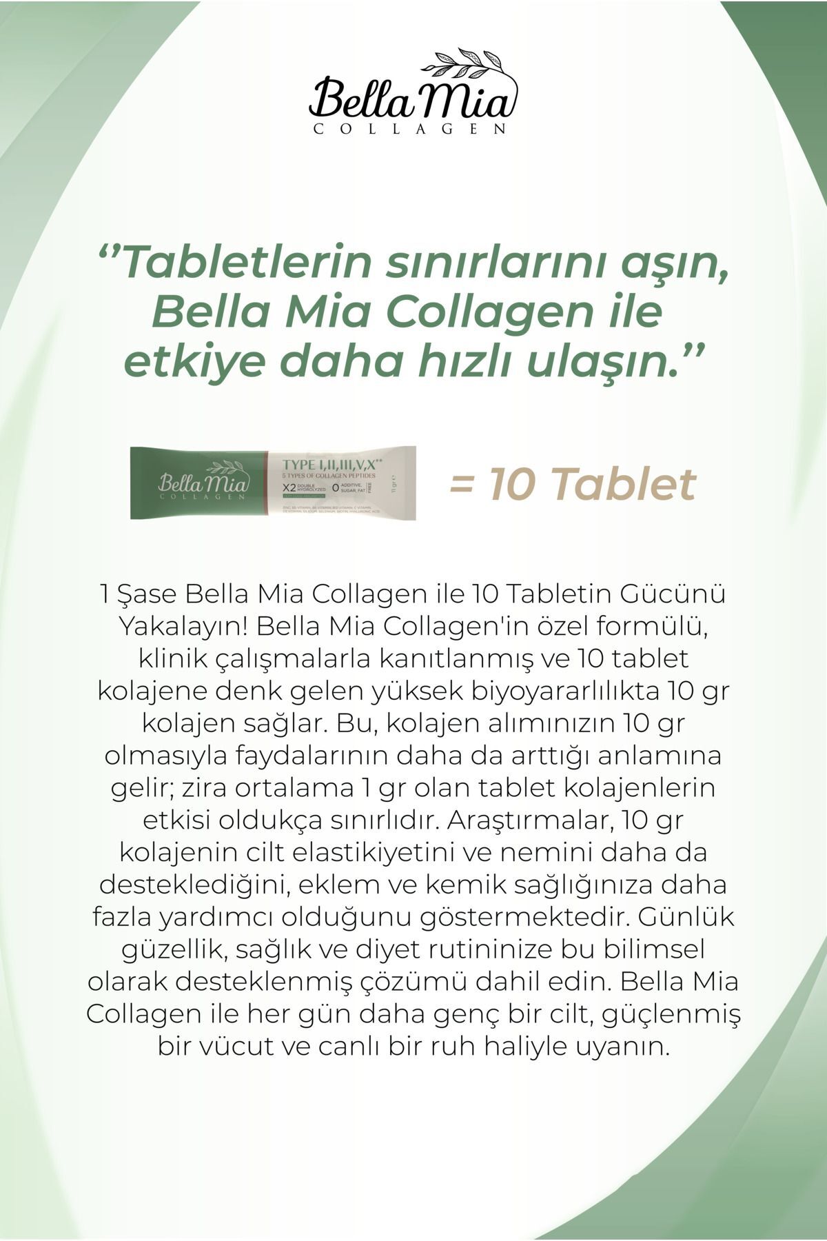 Bella Mia Collagen %100 Saf ve Doğal 5 Tip Kolajen Tip 1, Tip 2, Tip 3 ...